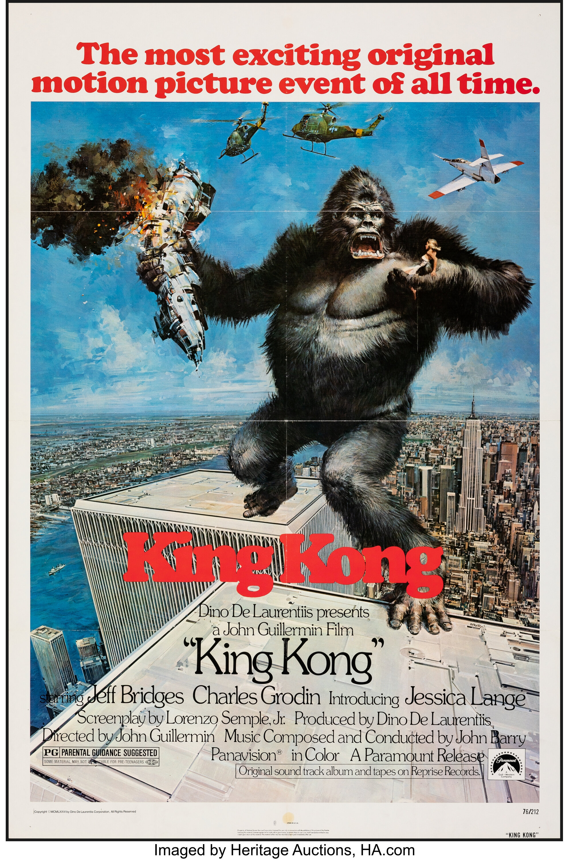 King Kong (Paramount, 1976). Folded, Very Fine. One Sheet (27" X | Lot ...