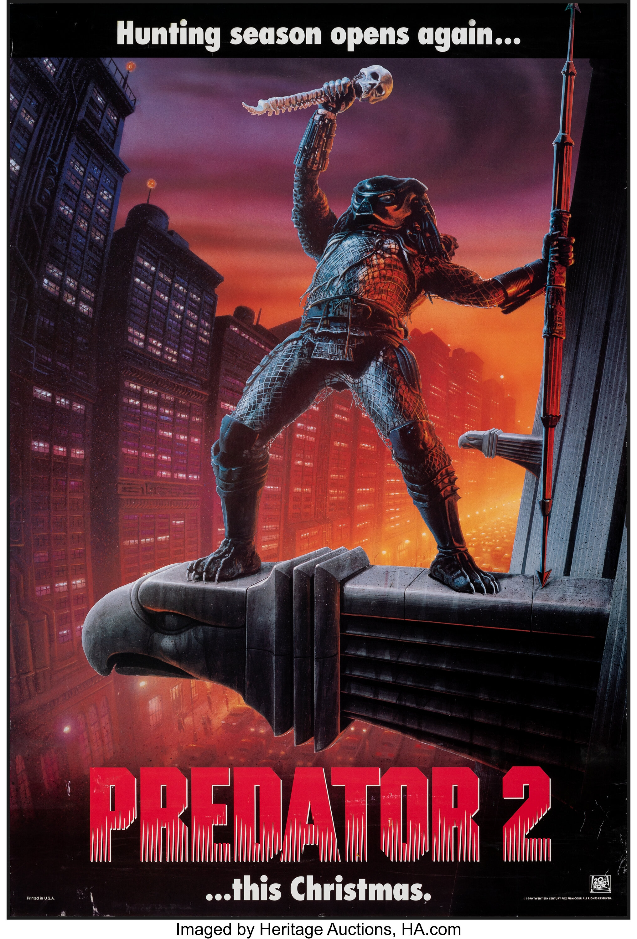 Predator 2 (20th Century Fox, 1990). Rolled, Very Fine-. One Sheet ...