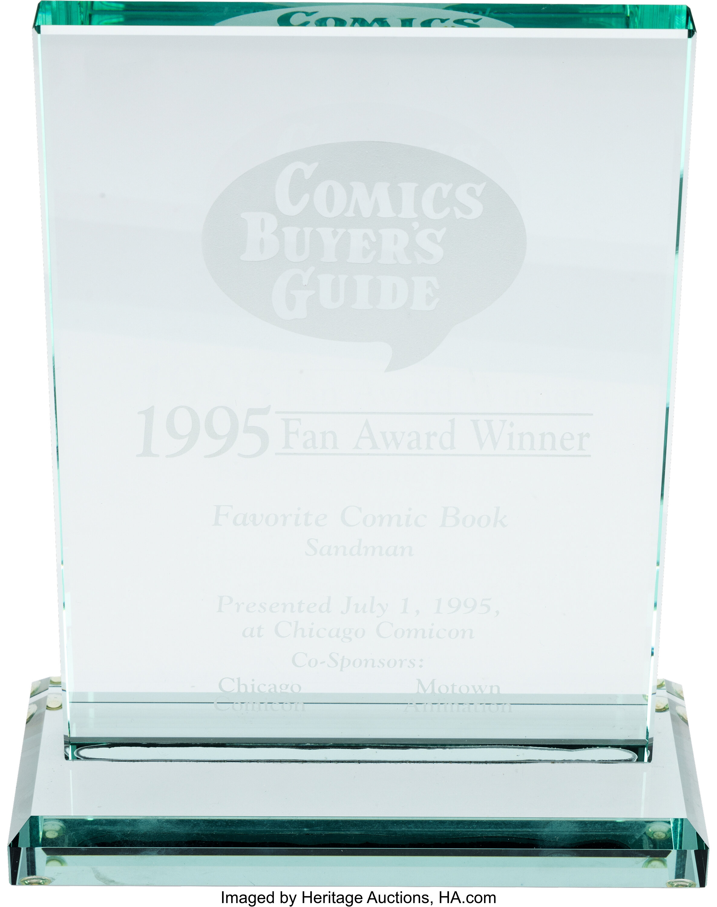 Neil Gaiman's 1995 Comics Buyers' Guide Fan Award.... Memorabilia | Lot ...