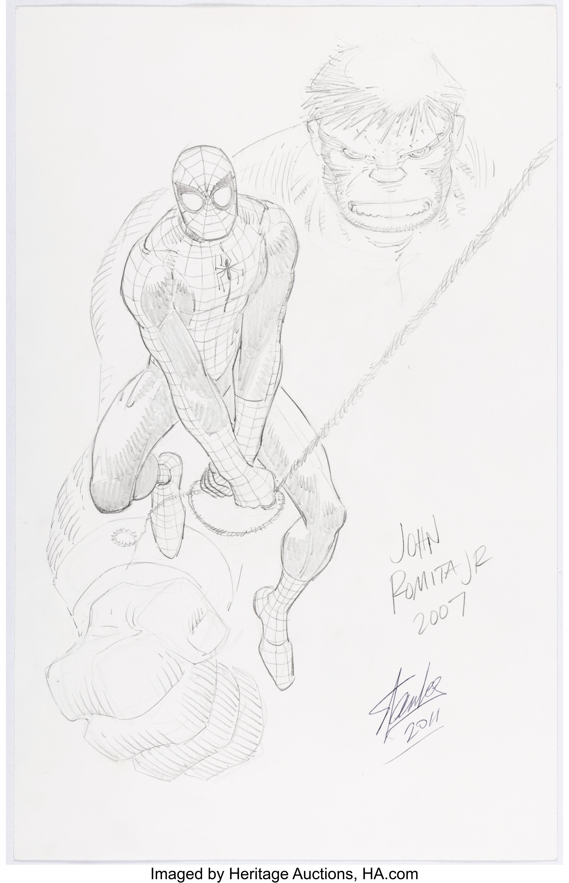 John Romita Jr. - Spider-Man and Hulk Sketch Original Art | Lot #46190 ...
