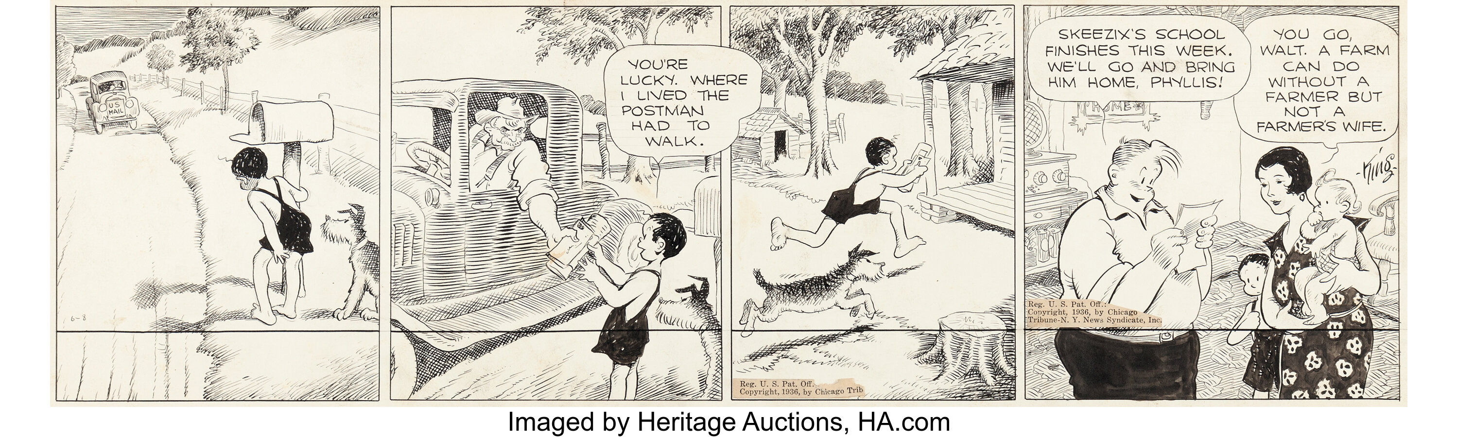 Frank King Gasoline Alley Daily Comic Strip Original Art dated | Lot ...