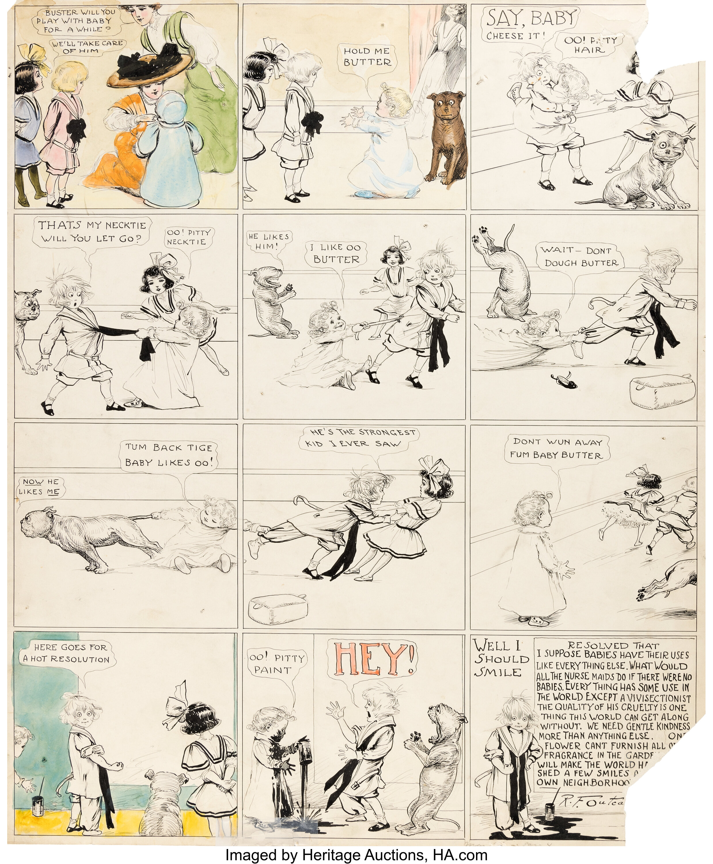 Richard F. Outcault Buster Brown Sunday Comic Strip Original Art | Lot ...