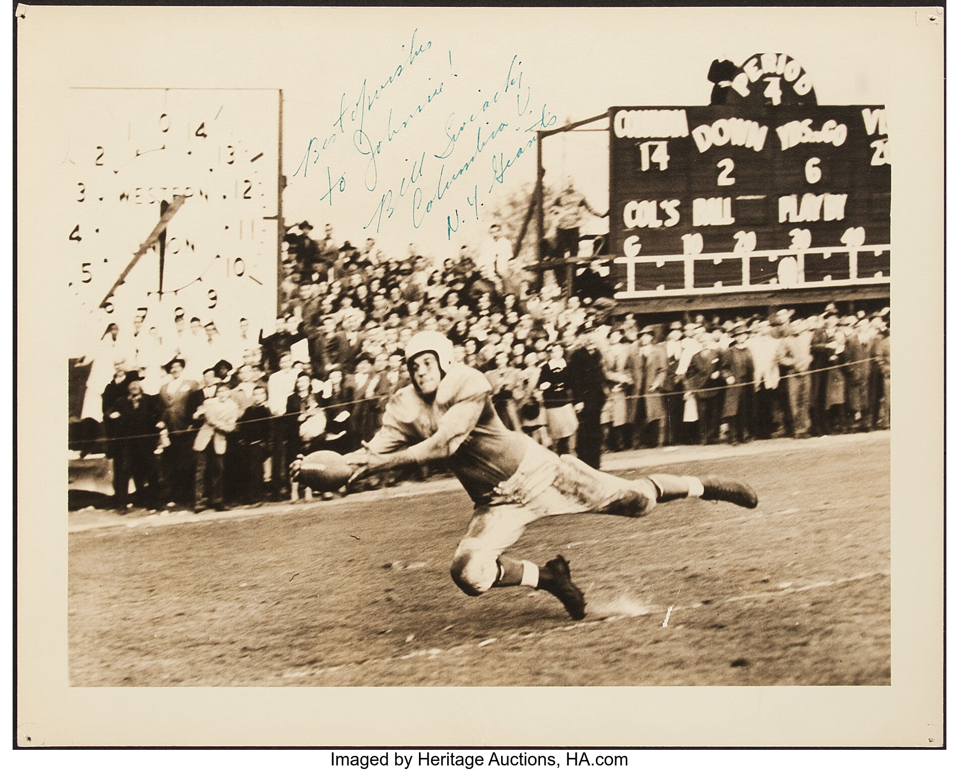 Circa 1950 Bill Swiacki Signed Original Photograph.... Football | Lot ...