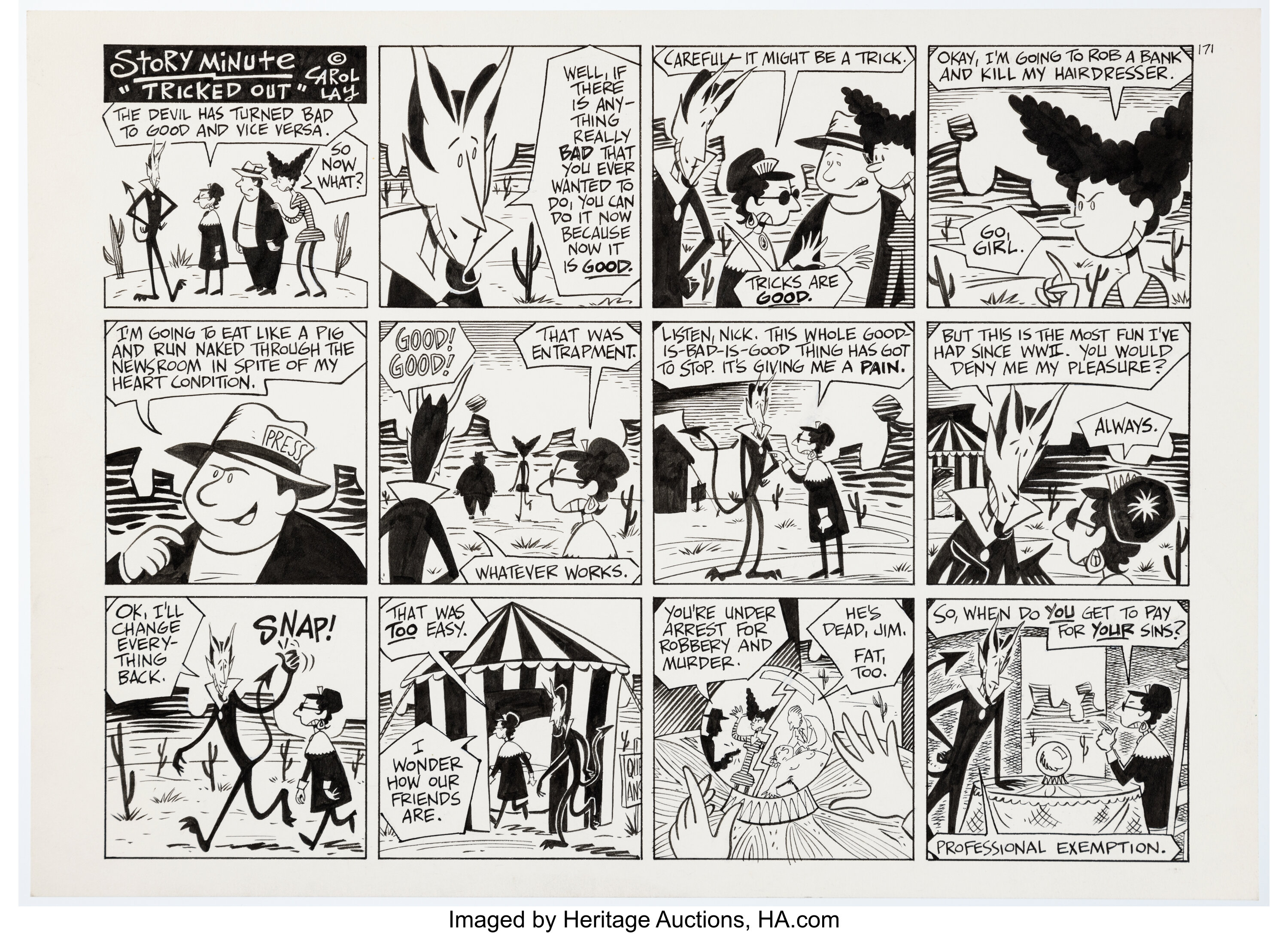 Carol Lay Story Minute "Tricked Out" Comic Strip Original Art | Lot ...