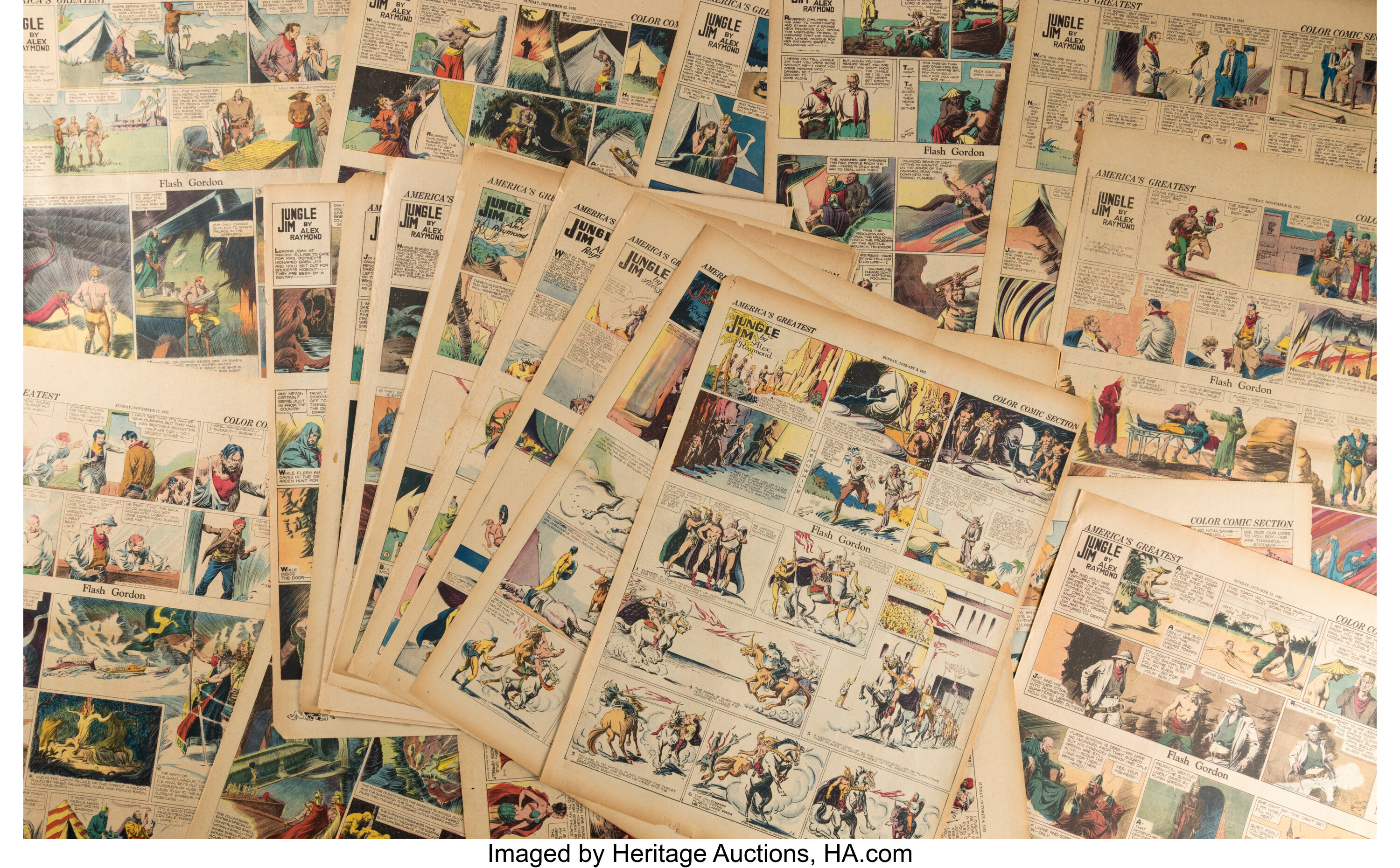 Flash Gordon / Jungle Jim Sunday Comic Strip Tear Sheets Group of | Lot ...