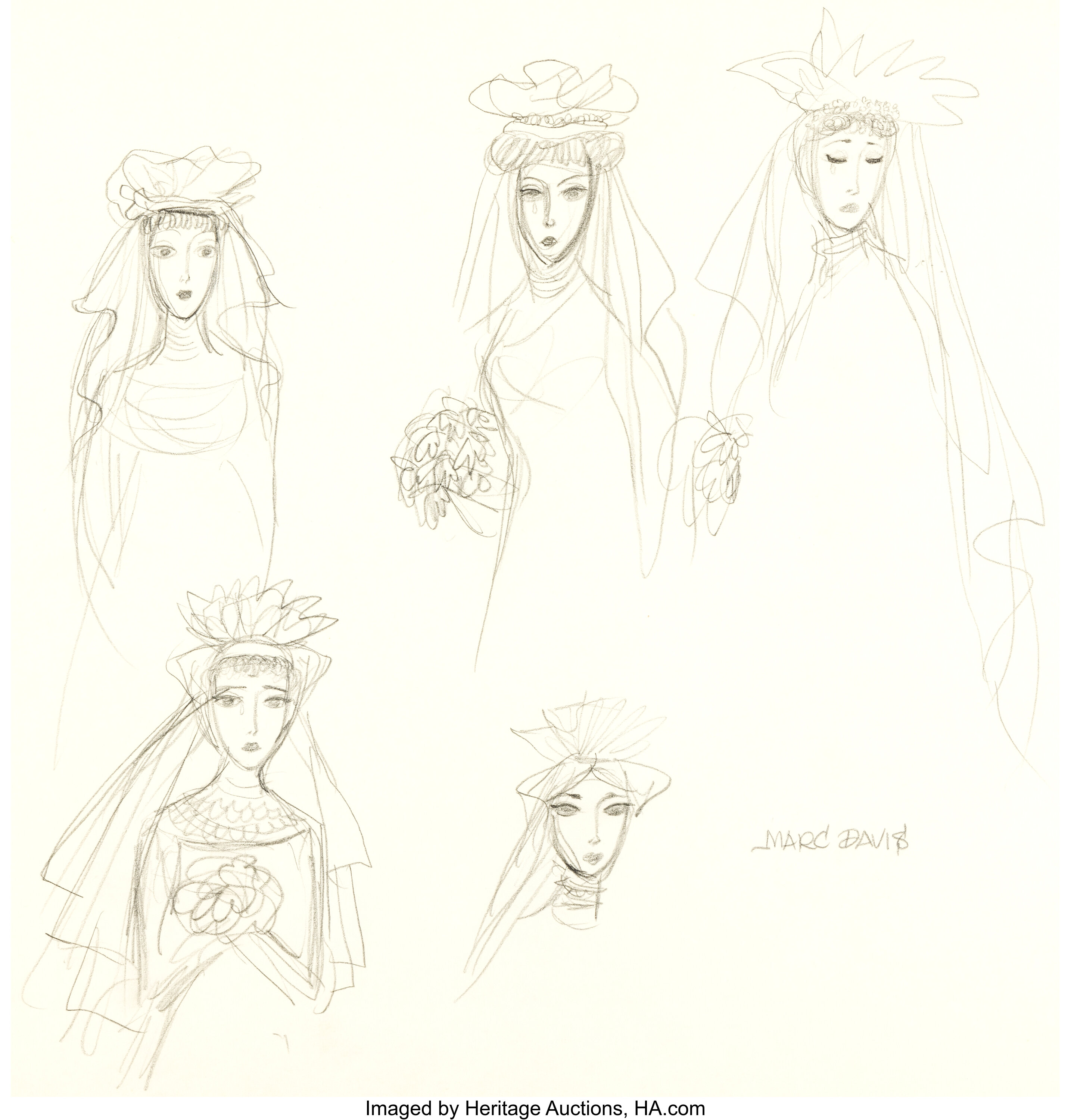 Disneyland - Haunted Mansion Bride Ghost Concept Drawing by Marc | Lot ...
