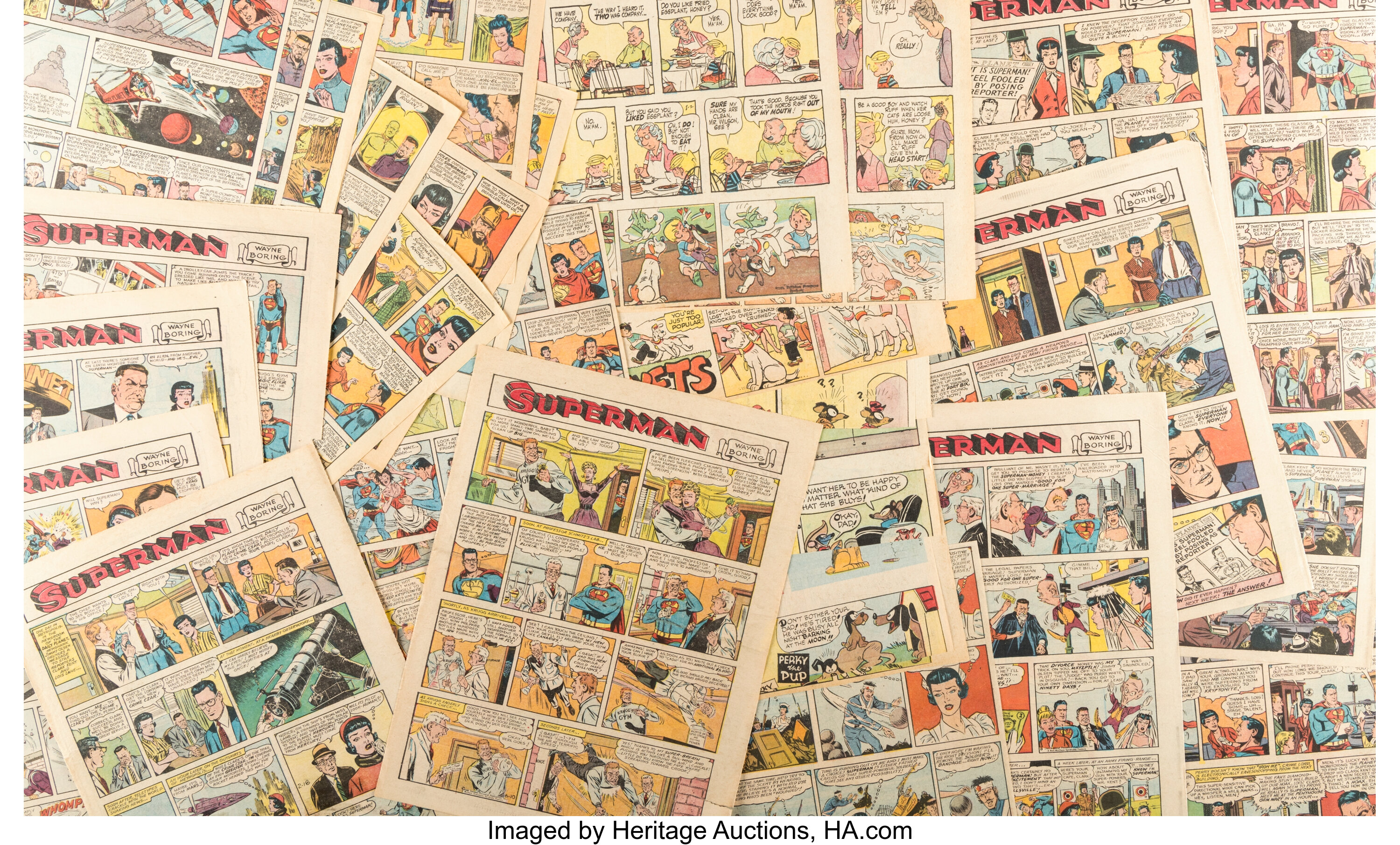 Superman Sunday Comic Strip Tear Sheets Group of 38 (Various | Lot ...