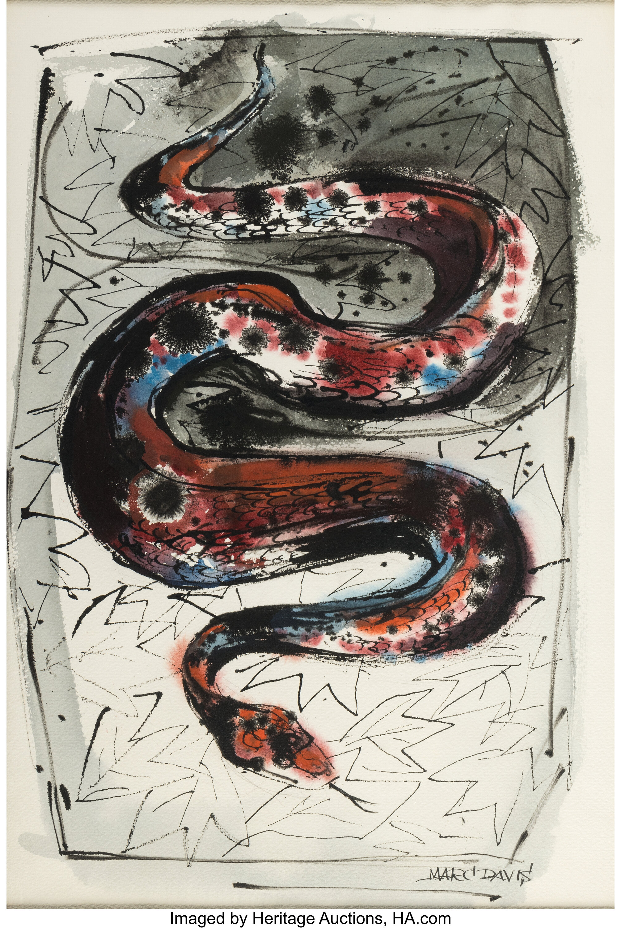 Marc Davis Snake in the Grass Original Ink and Watercolor Painting ...
