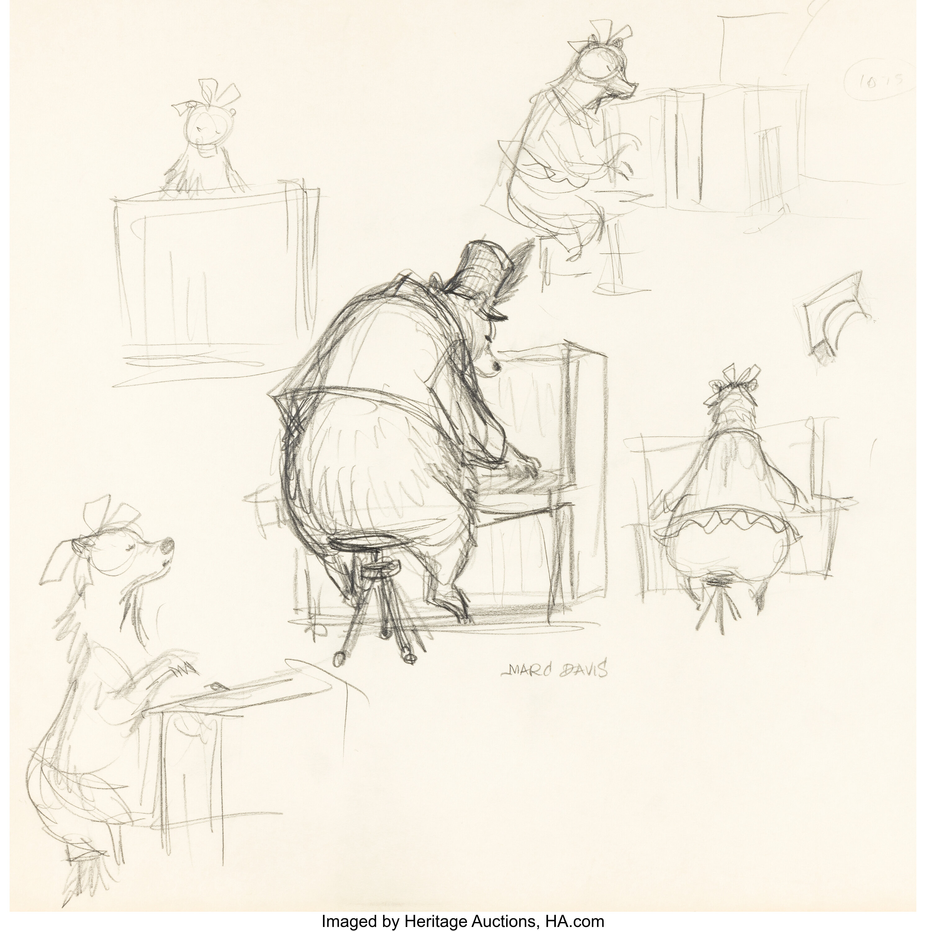 Disneyland - Proto Country Bear Jamboree Pianist Concept Drawings | Lot ...