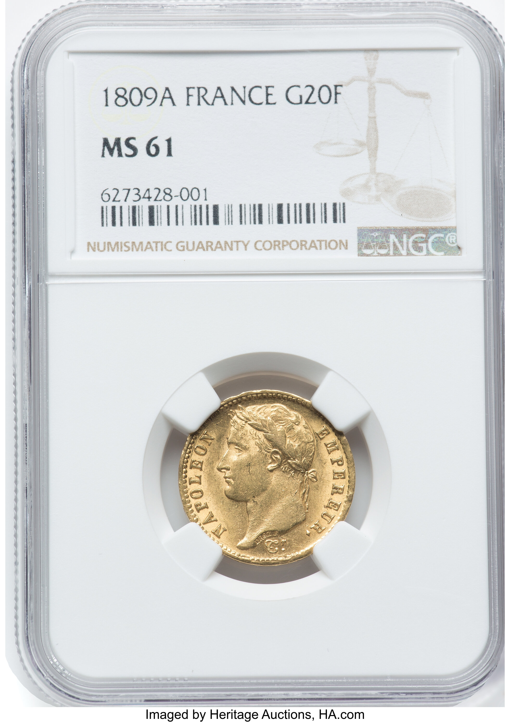 France: Napoleon gold 20 Francs 1809-A MS61 NGC,... France | Lot #23052 ...