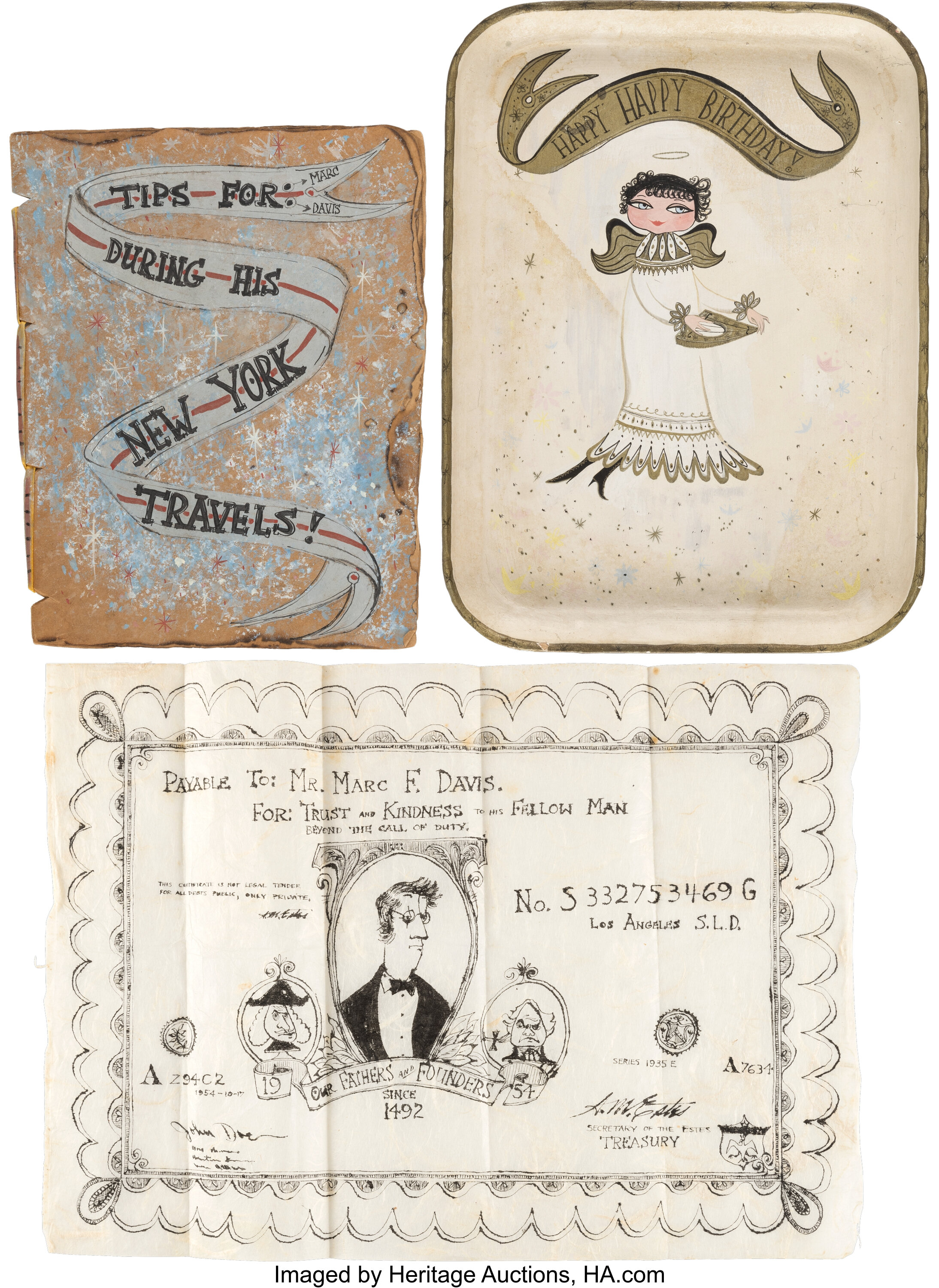 Alice Davis Original Artwork Group of 3 (Walt Disney, c. 1950s). | Lot ...