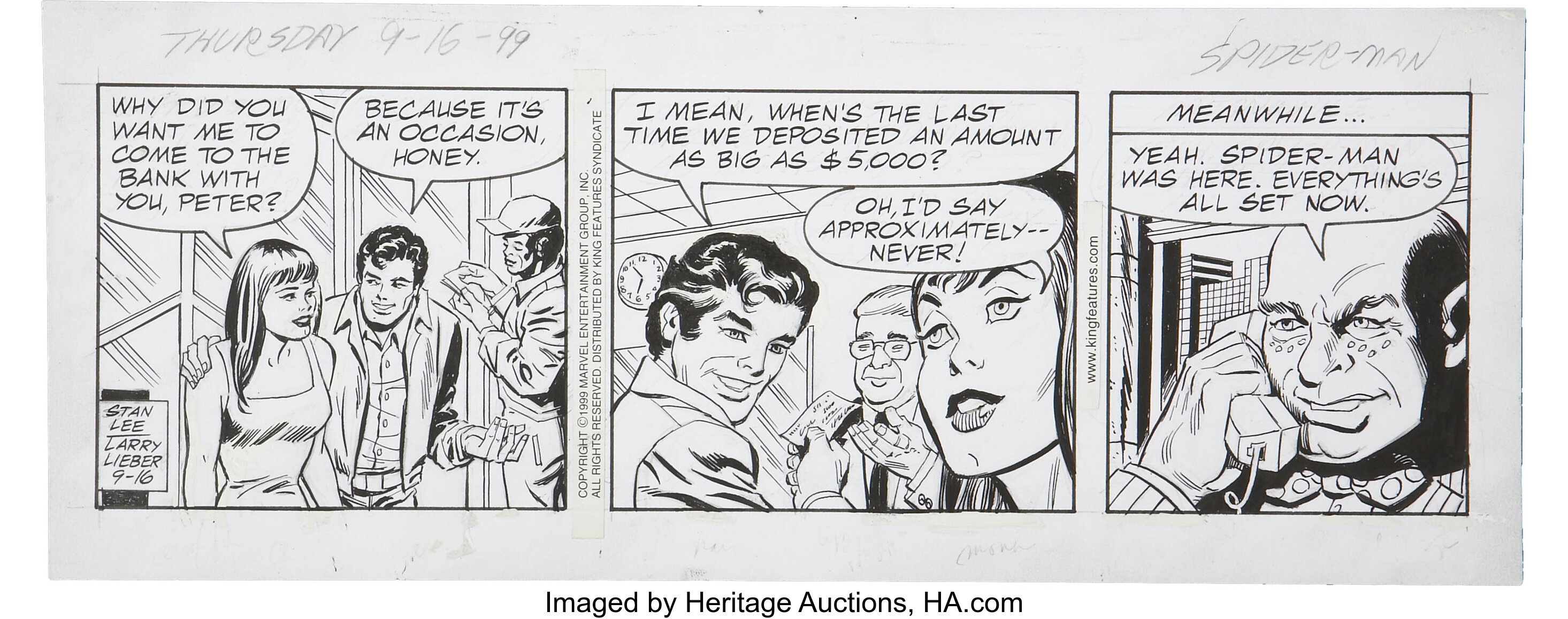 Larry Lieber - The Amazing Spider-Man Daily Comic Strip Original | Lot ...
