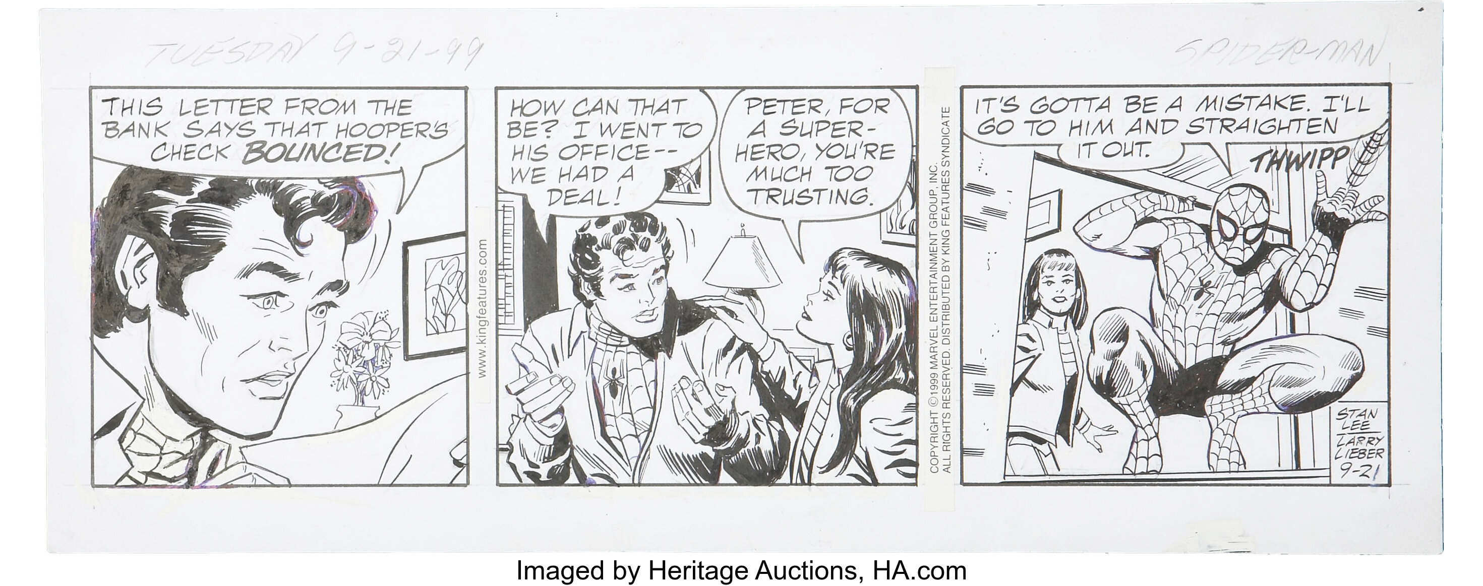 Larry Lieber - The Amazing Spider-Man Daily Comic Strip Original | Lot ...