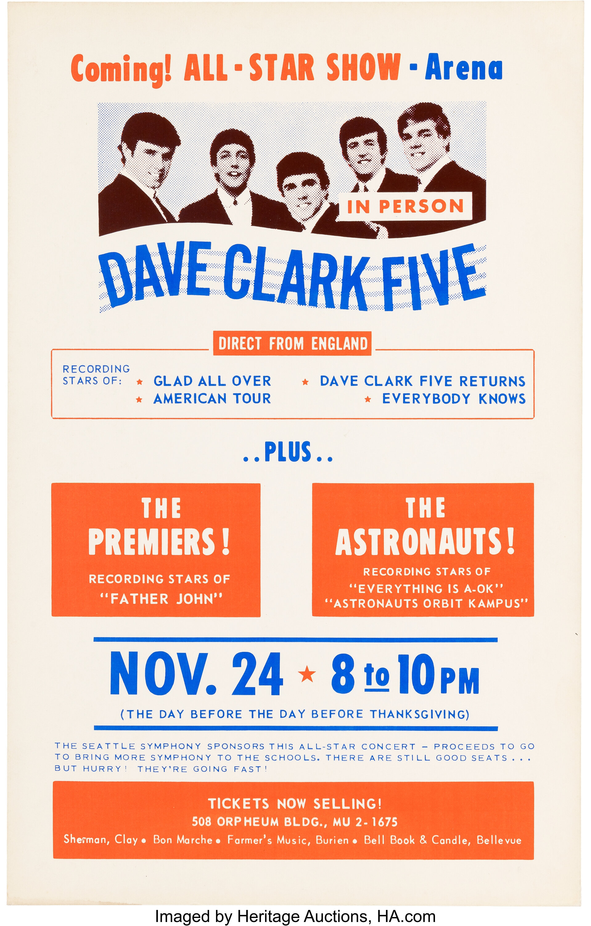 The Dave Clark Five 1964 Seattle, WA British Invasion Concert | Lot ...