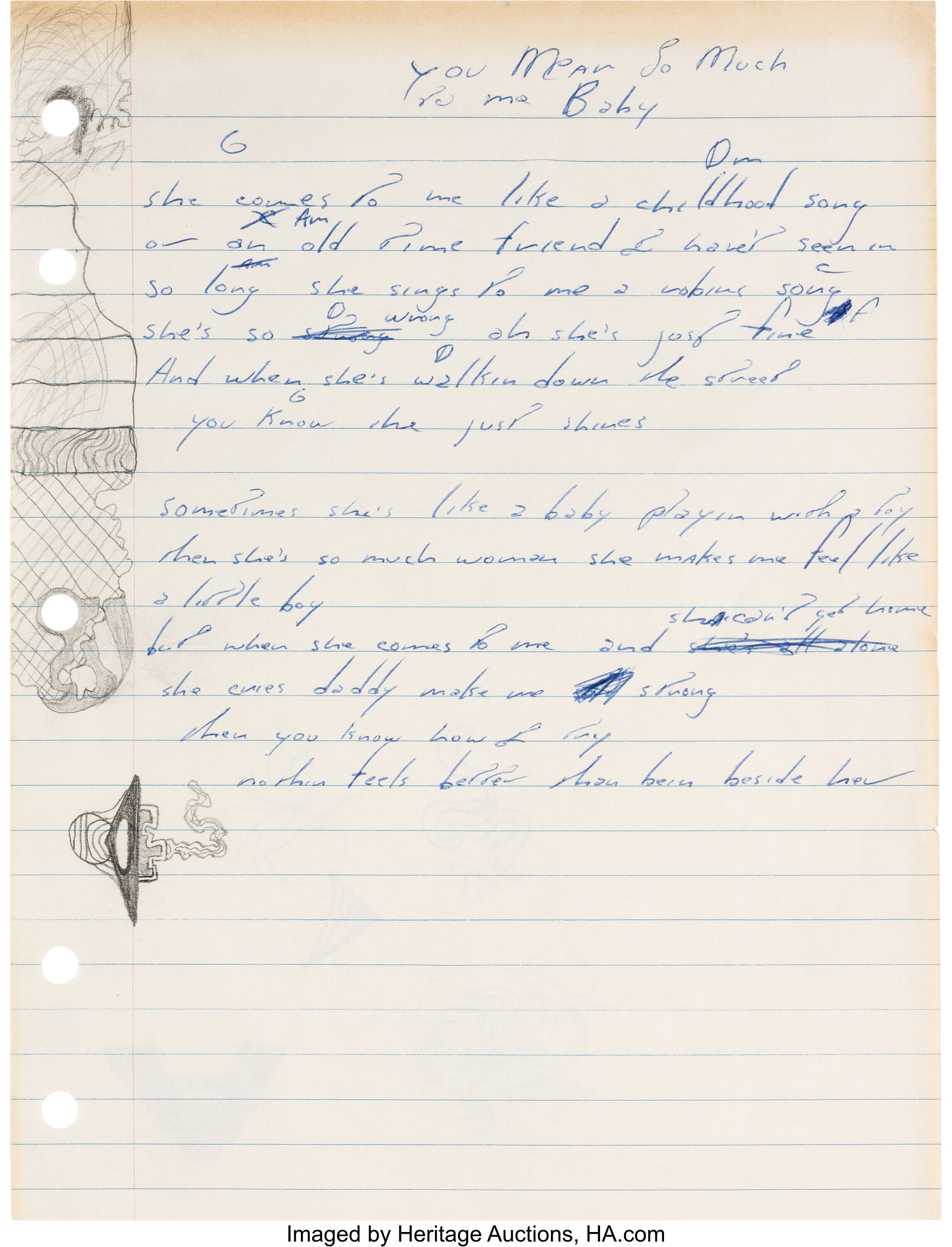 Bruce Springsteen Handwritten "You Mean So Much to Me Baby" Lyrics ...