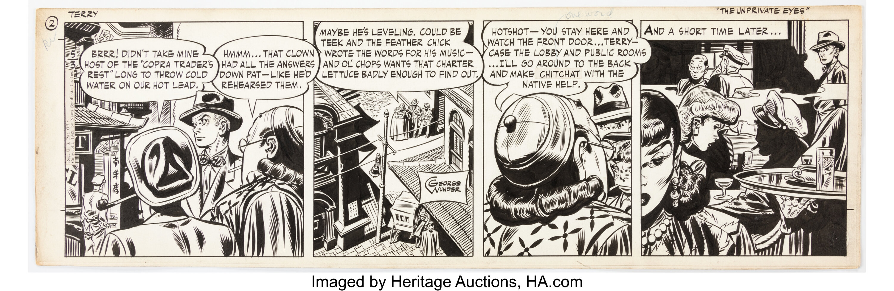 George Wunder Terry and the Pirates Daily Comic Strip Original Art ...