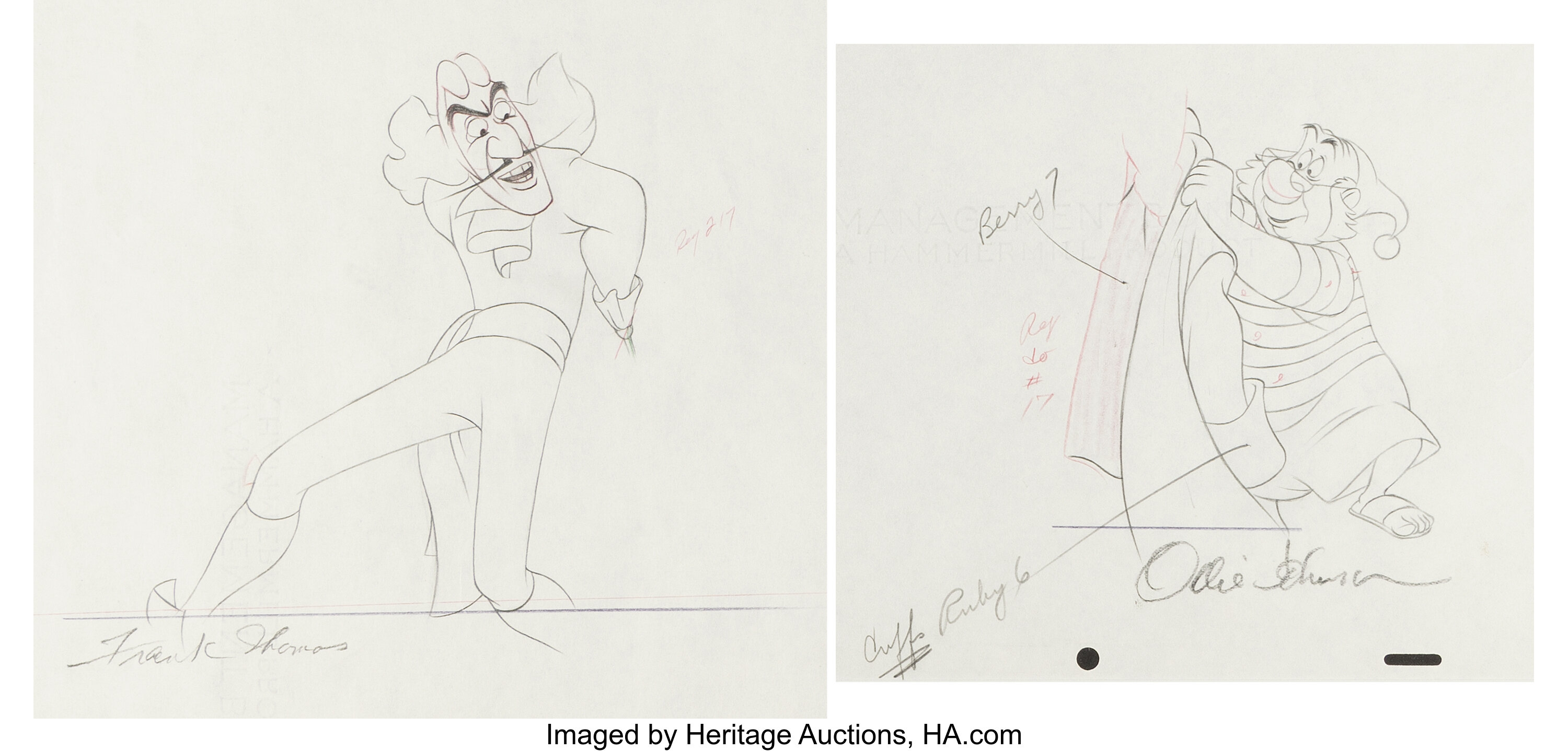 Peter Pan Rare Captain Hook and Mr. Smee Matching Pair of Animation ...