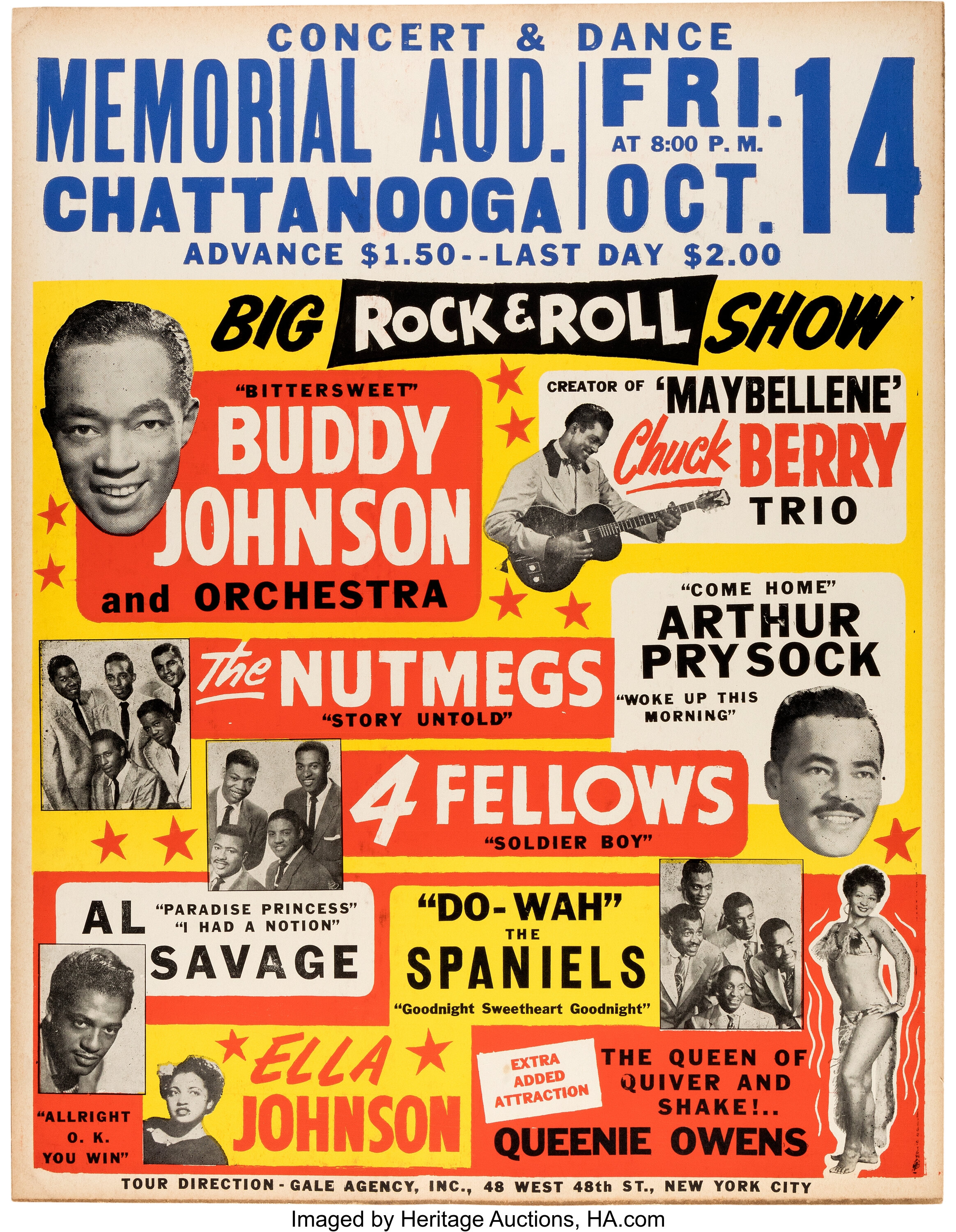 Chuck Berry 1955 "Big Rock & Roll Show" Rookie Concert Poster | Lot ...