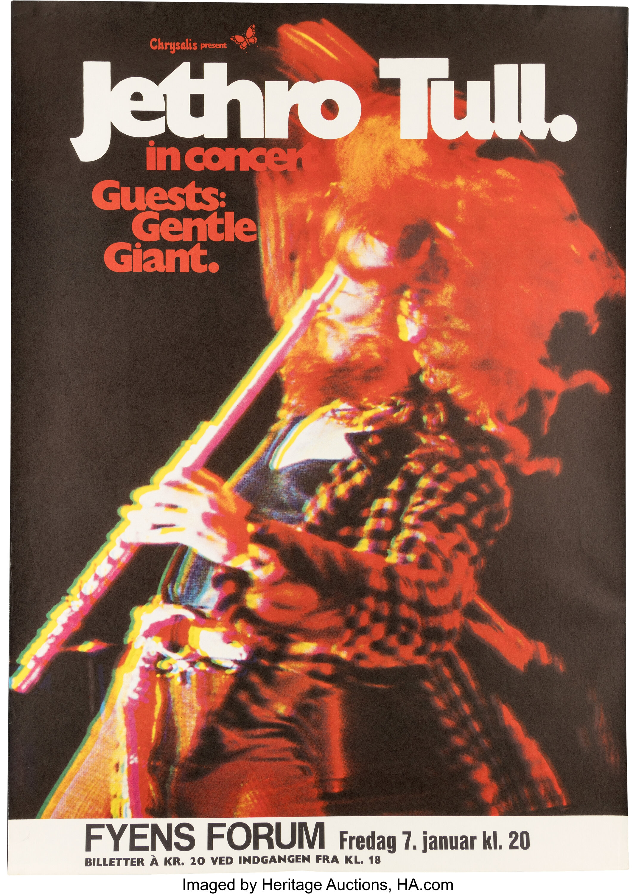 Jethro Tull, Gentle Giant 1972 Odense, Denmark Concert Poster ...