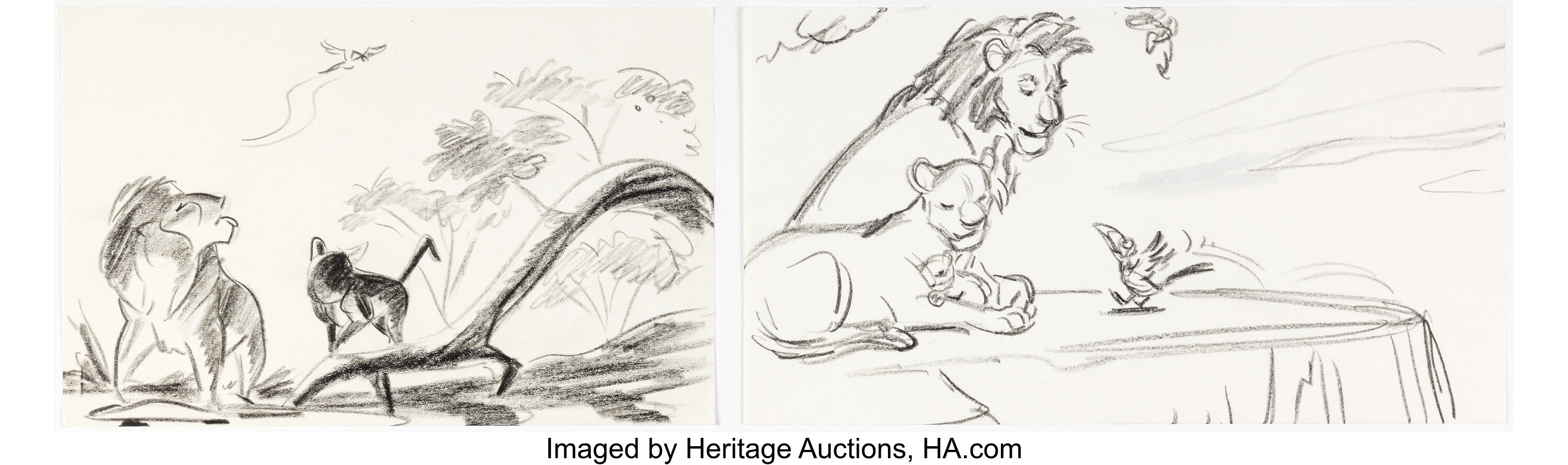 The Lion King Early Development Storyboard Group of 2 Attributed to ...