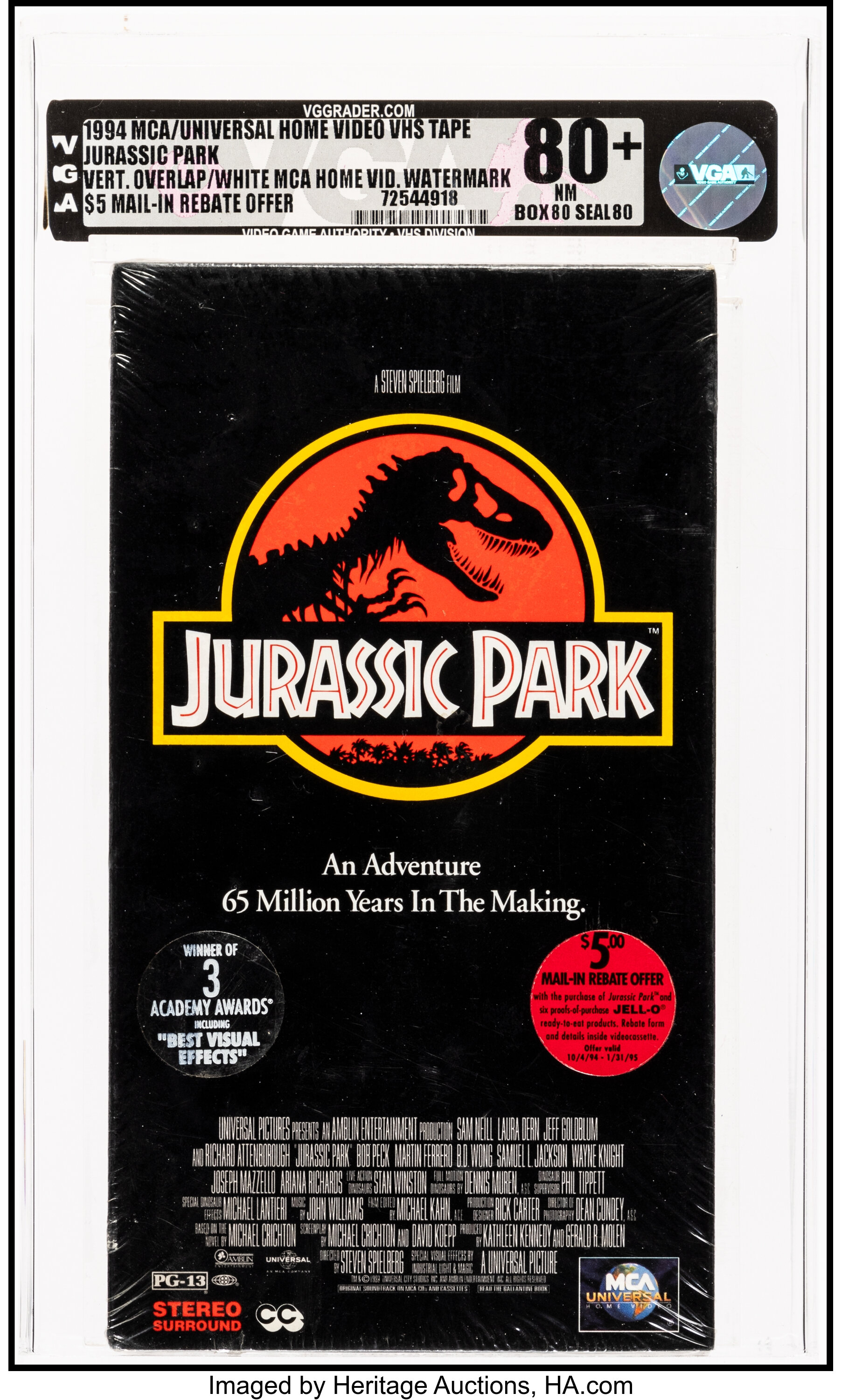 Jurassic Park Vhs 1994 Vga 80 Nm Box 80 And Seal 80 Slipcase 3918