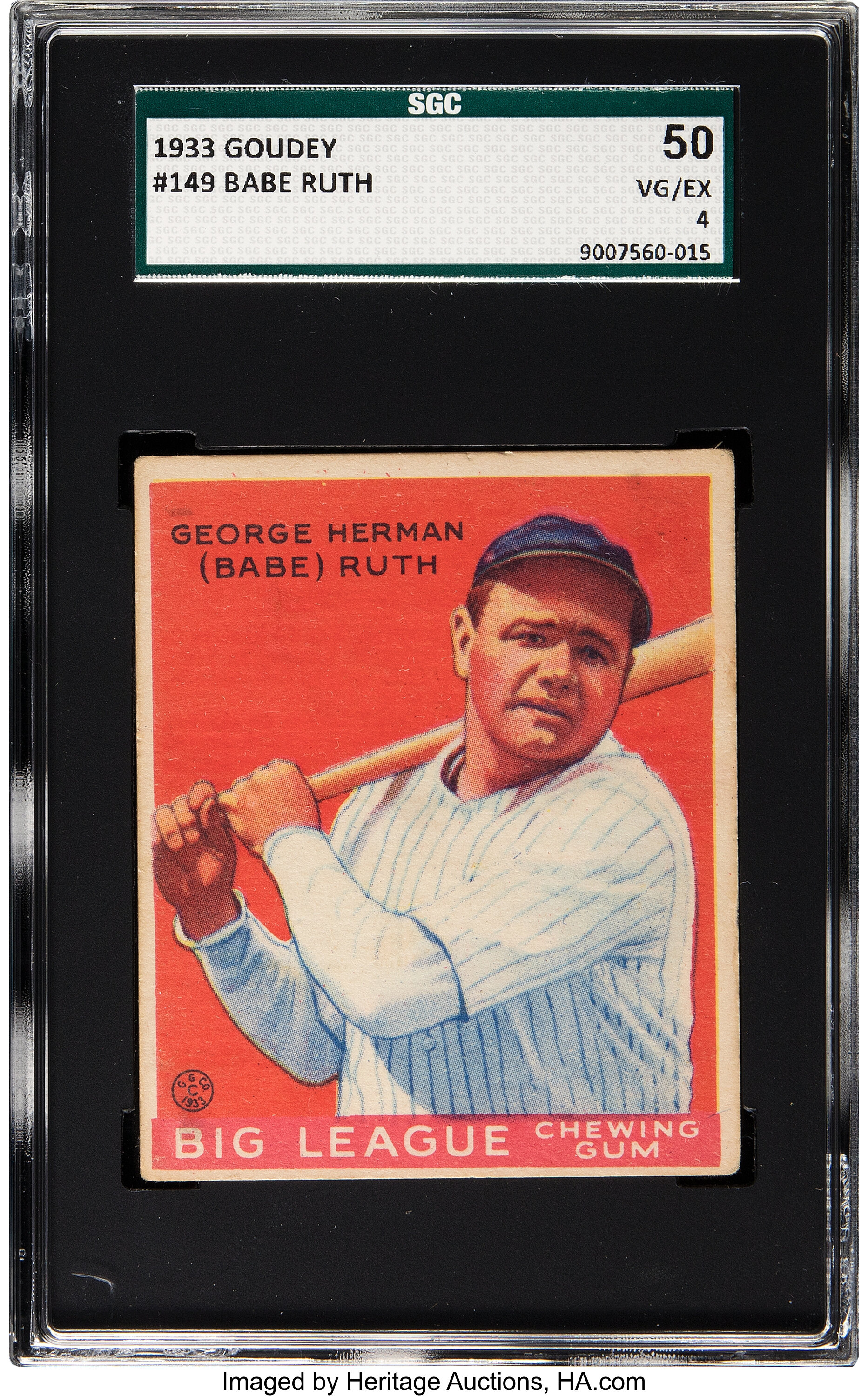 1933 Goudey Babe Ruth #149 SGC 50 VG-EX 4.... Baseball Cards | Lot ...