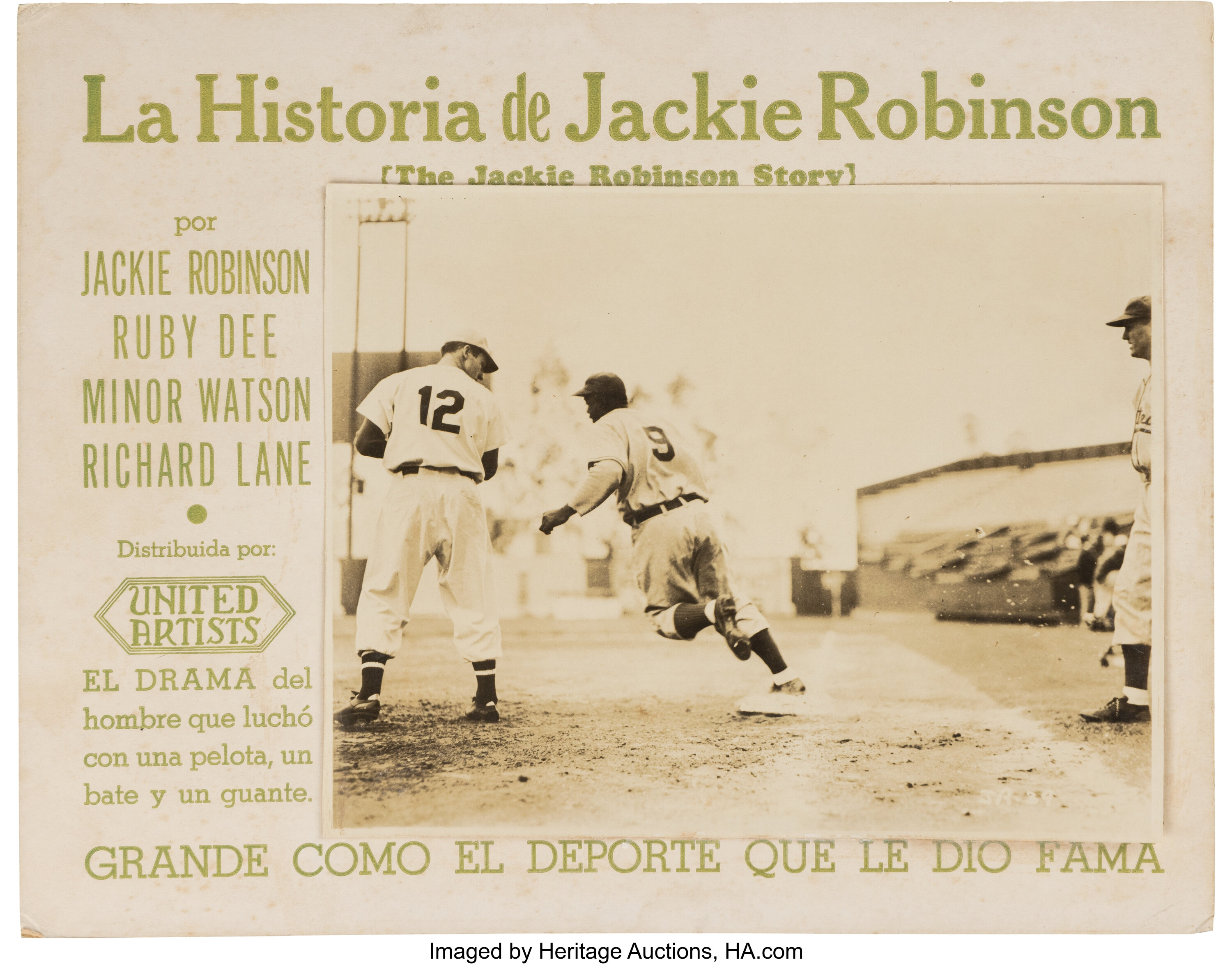 1950 "The Jackie Robinson Story" Spanish Lobby Card with Original | Lot ...