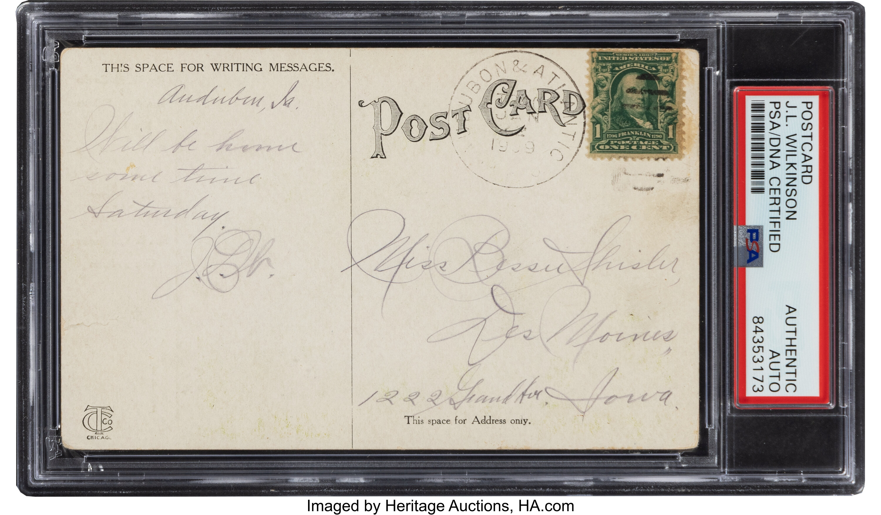1909 J.L. Wilkinson Handwritten & Signed Postcard, PSA/DNA | Lot #81938 ...