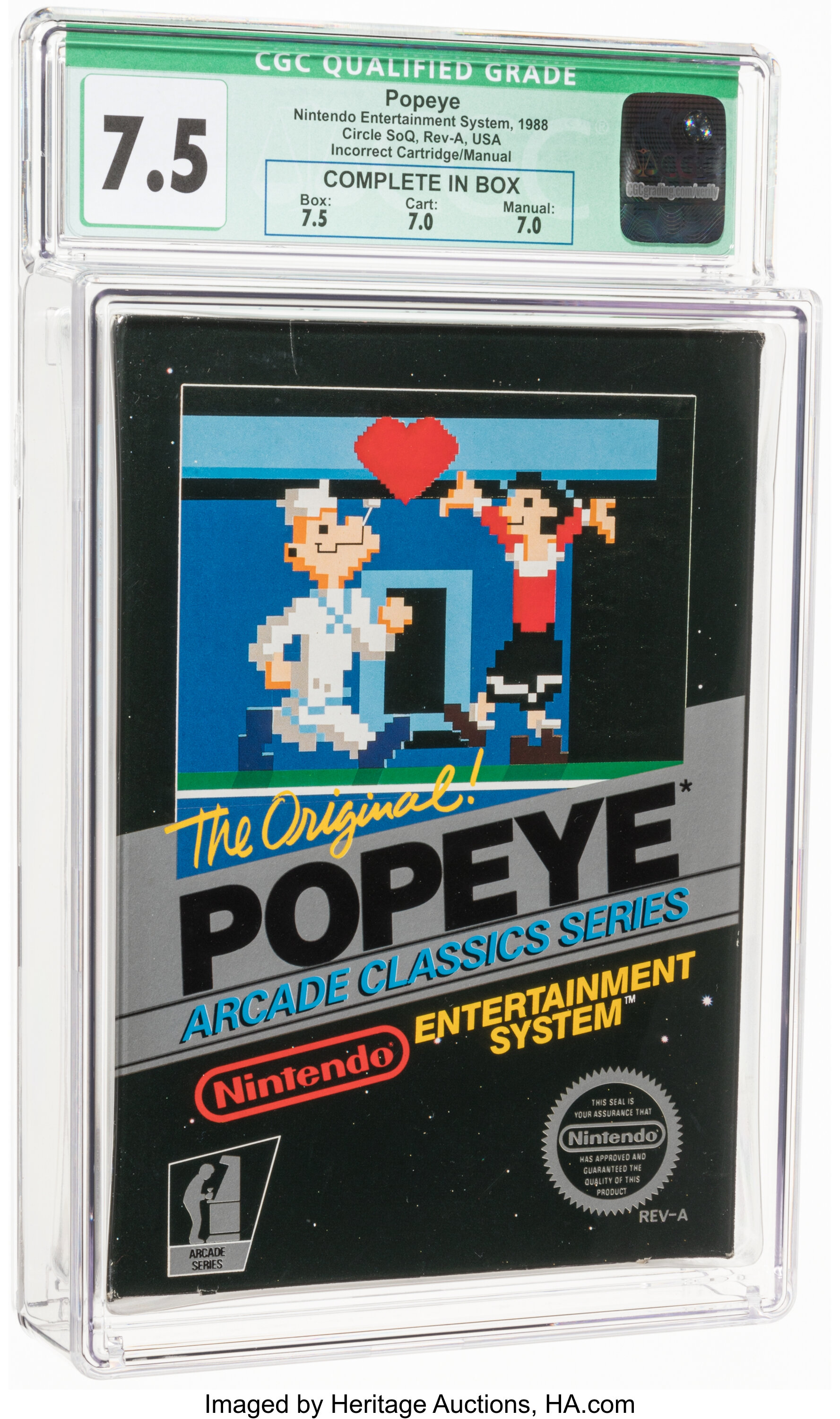 Popeye - CGC 7.0 CIB [Rev-A, Round SOQ, Last Production], NES | Lot ...