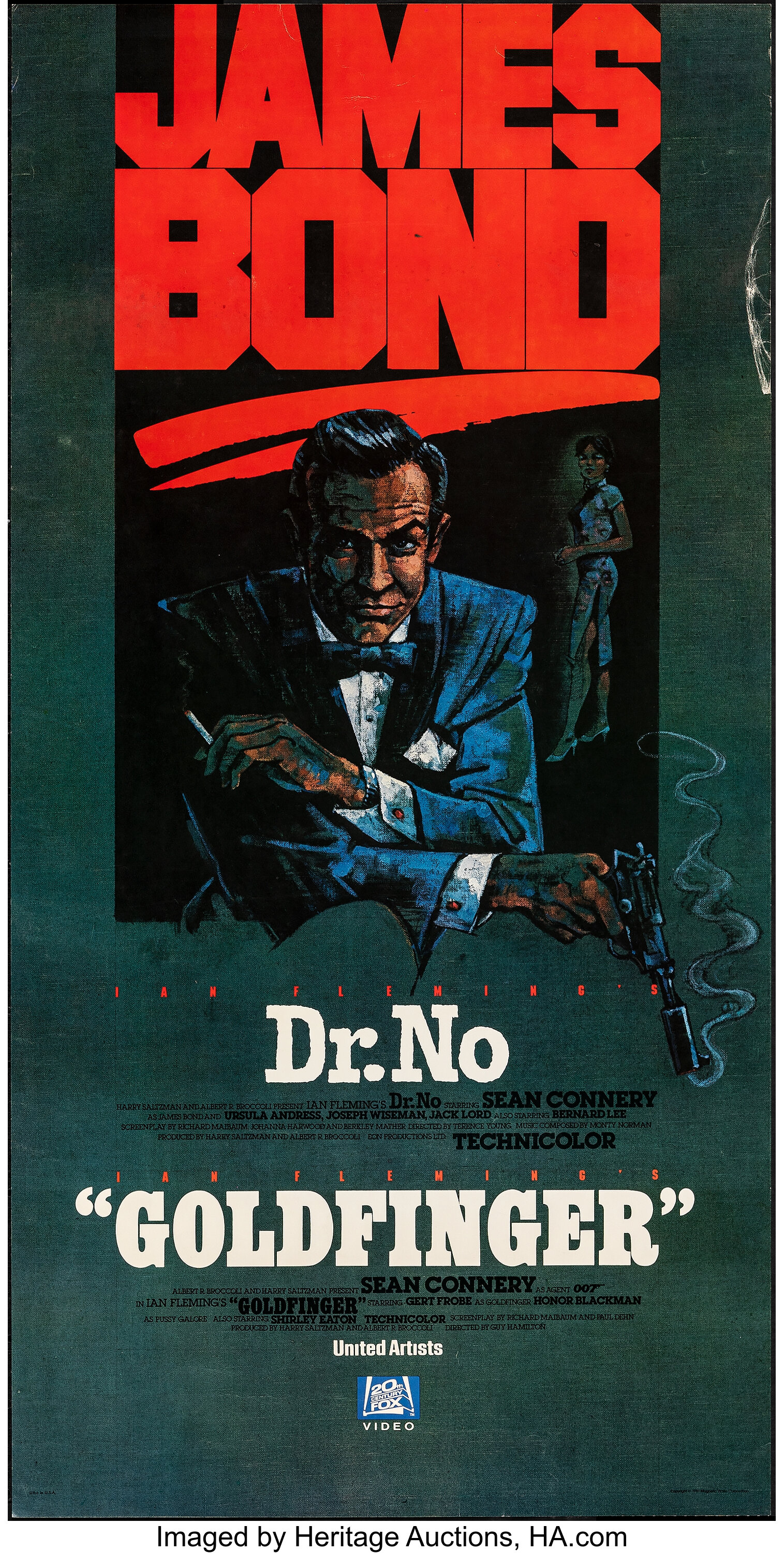 Goldfinger/Dr. No Combo (20th Century Fox, R-1981). Rolled, Very | Lot ...