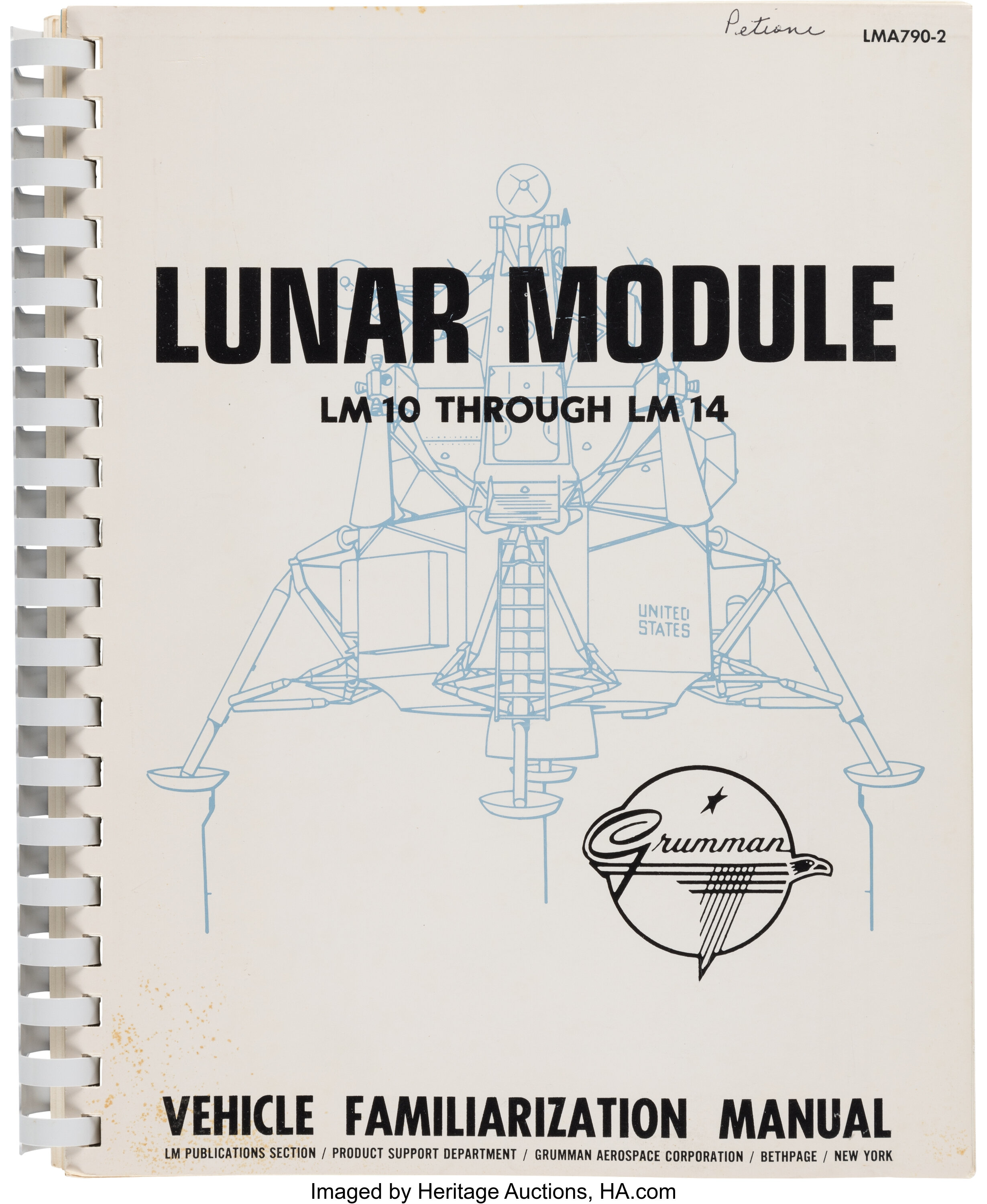 Grumman Aerospace Book: "Lunar Module LM10 Through LM14 Vehicle | Lot ...