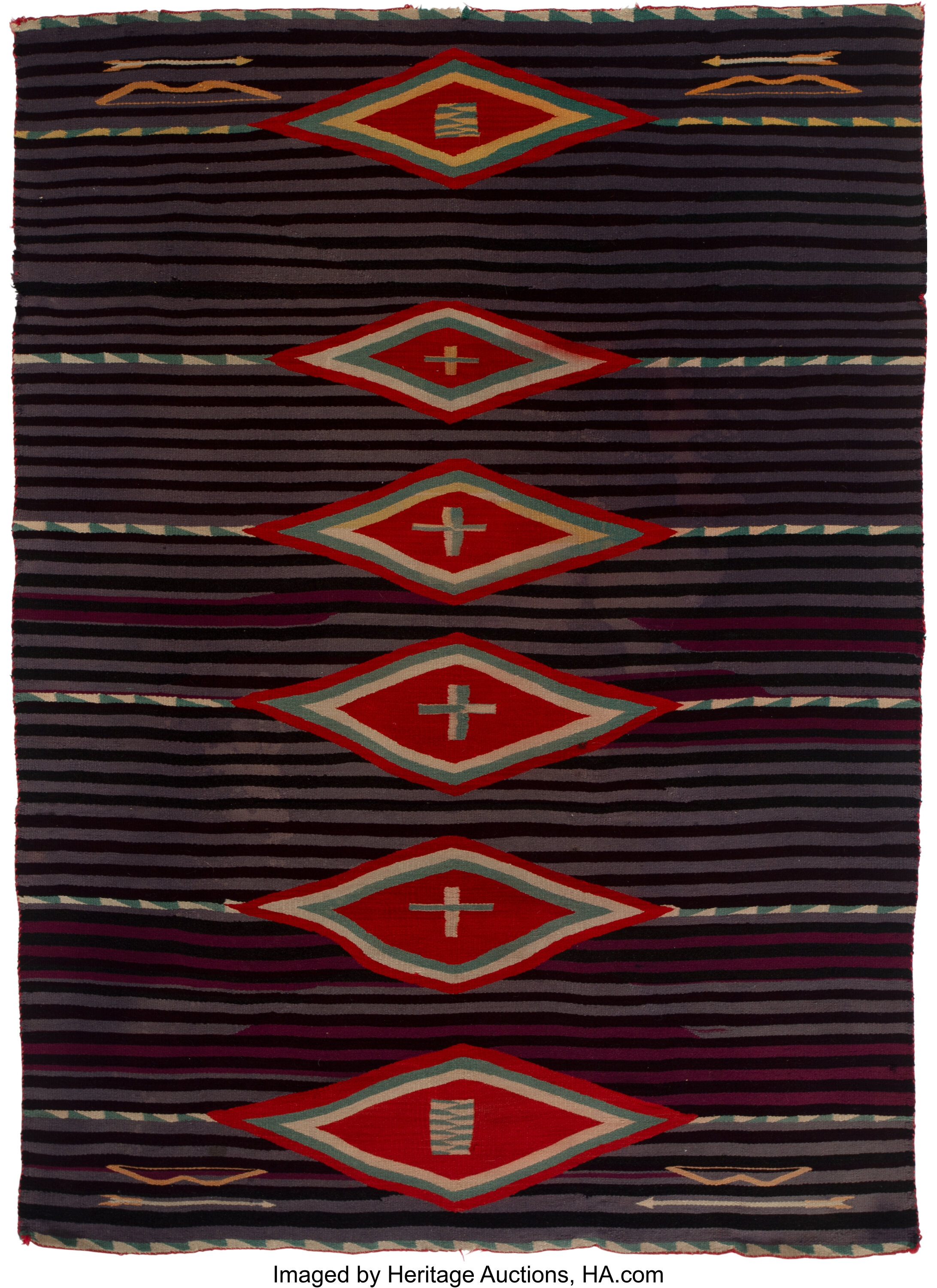 A Navajo Germantown Moki Weaving ... American Indian Art Weavings | Lot ...