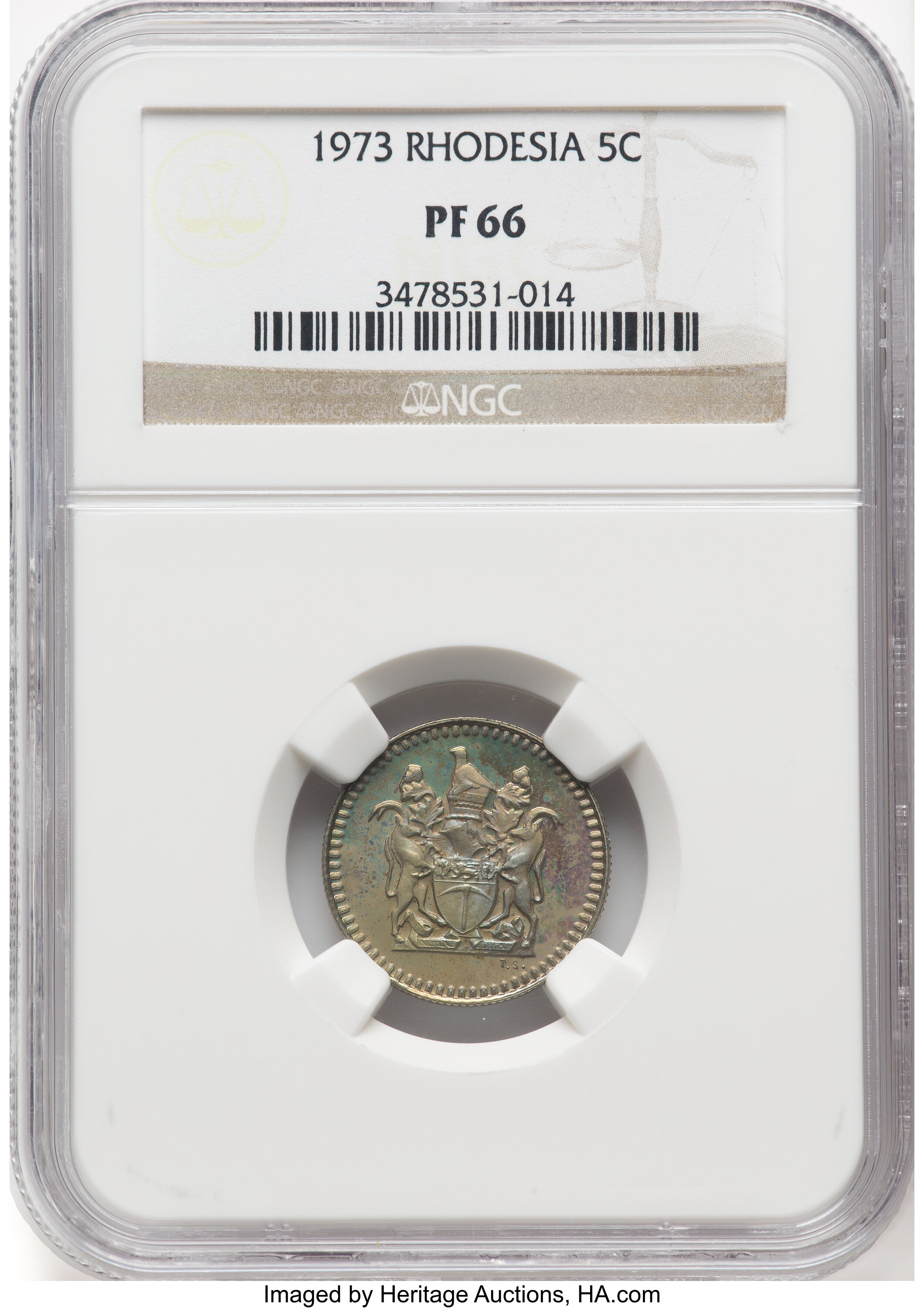 Rhodesia: Republic Proof 5 Cents 1973 PR66 NGC,... Rhodesia | Lot ...
