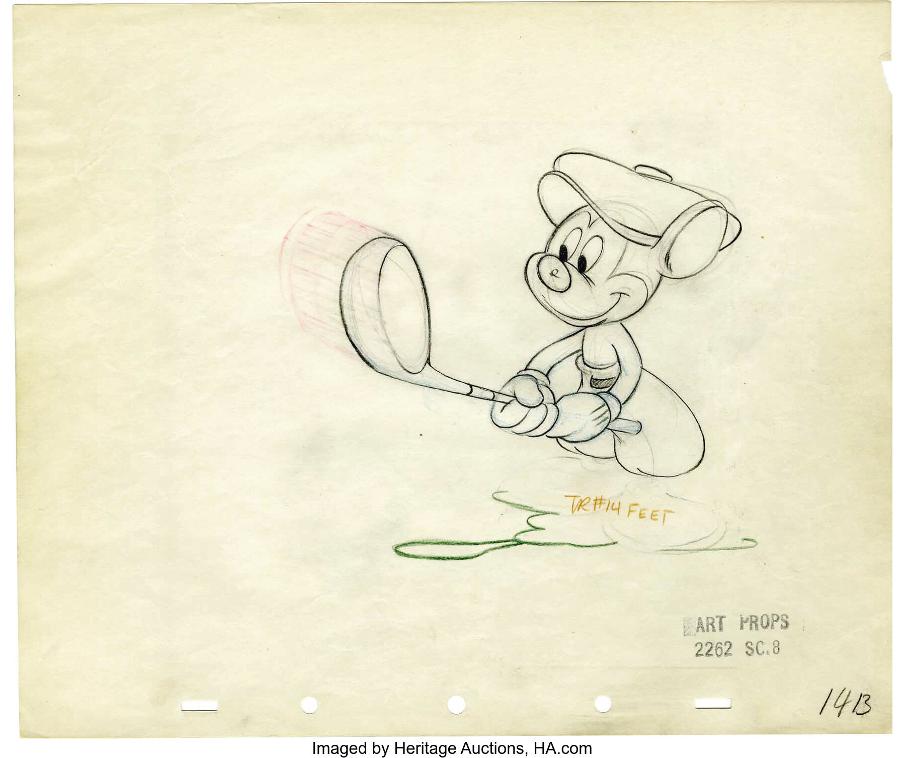 Mickey Mouse "Canine Caddy" Animation Production Drawing Original | Lot ...