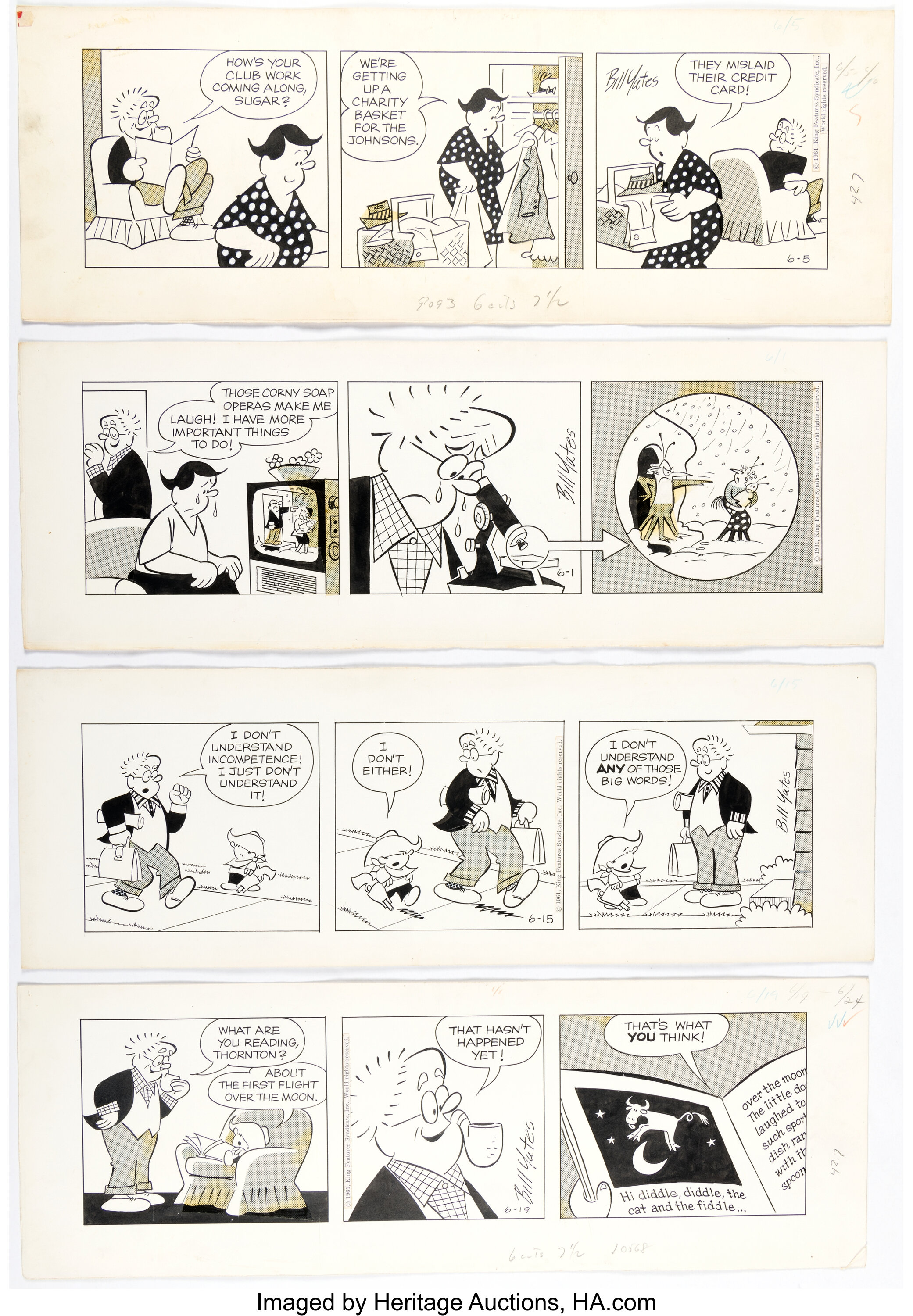 Bill Yates Professor Phumble Daily Comic Strip Original Art Group | Lot ...