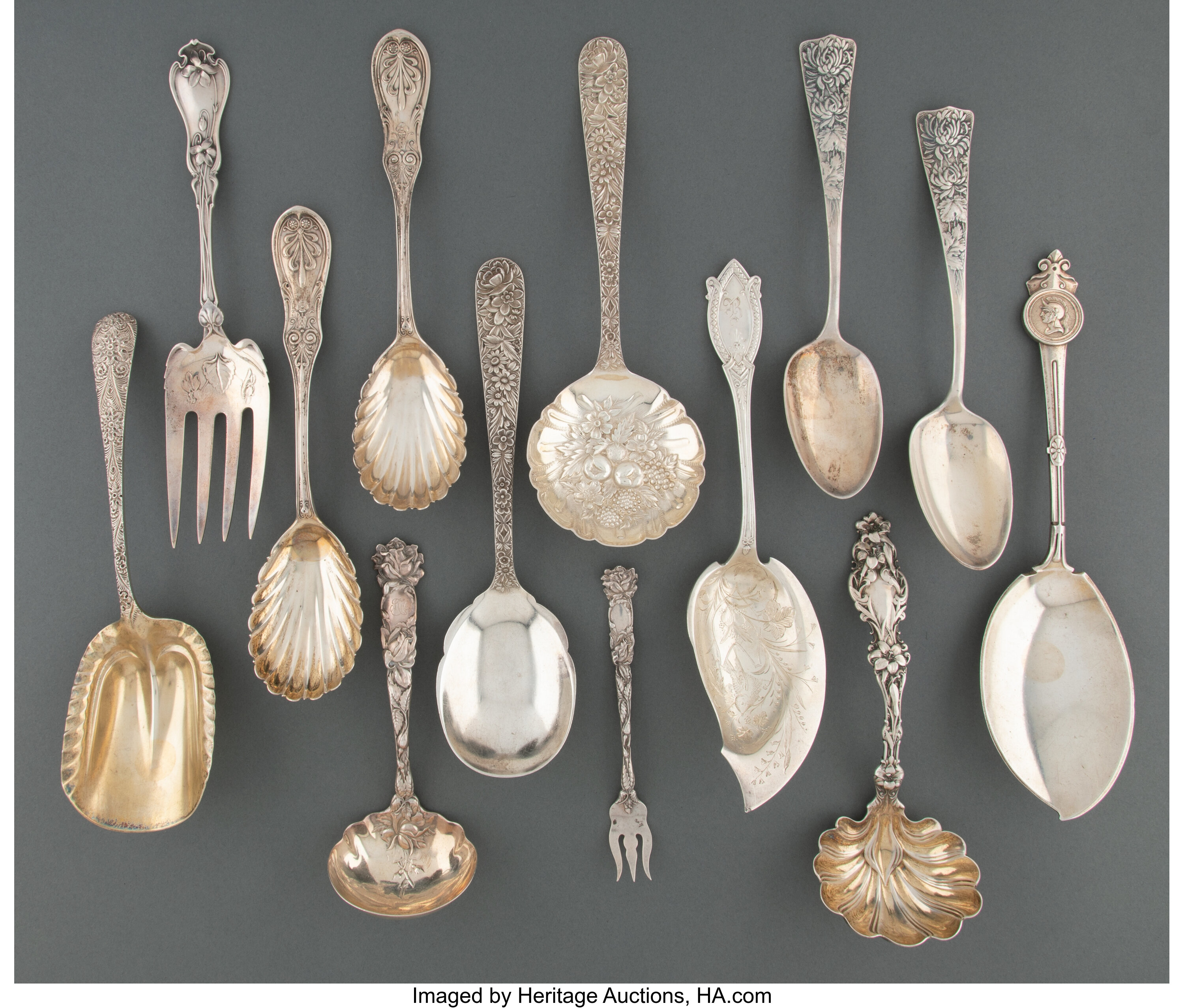 Thirteen American Silver Serving Pieces, late 19th-early 20th | Lot ...