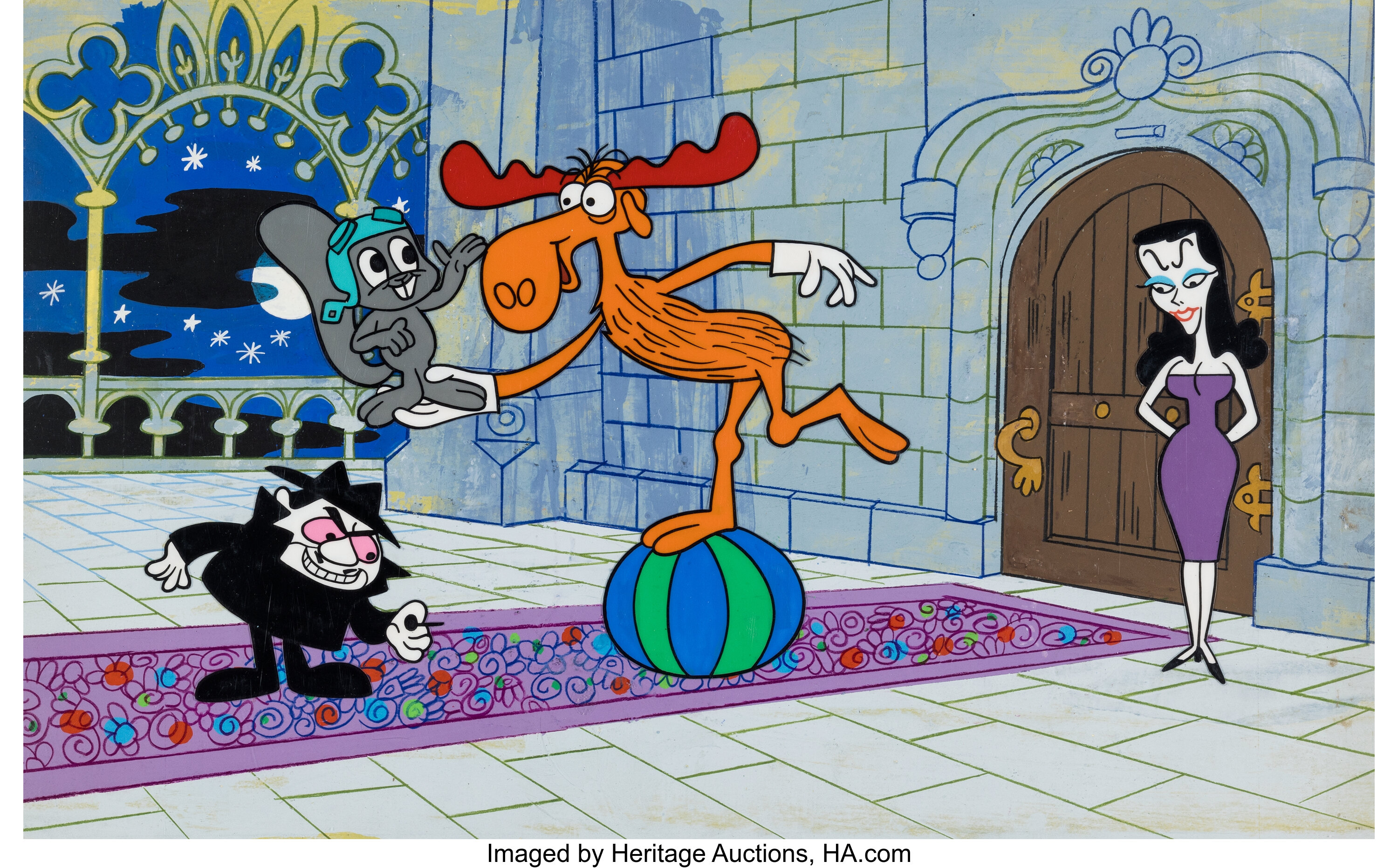 Rocky and Bullwinkle with Boris and Natasha Scene Cel on Production ...