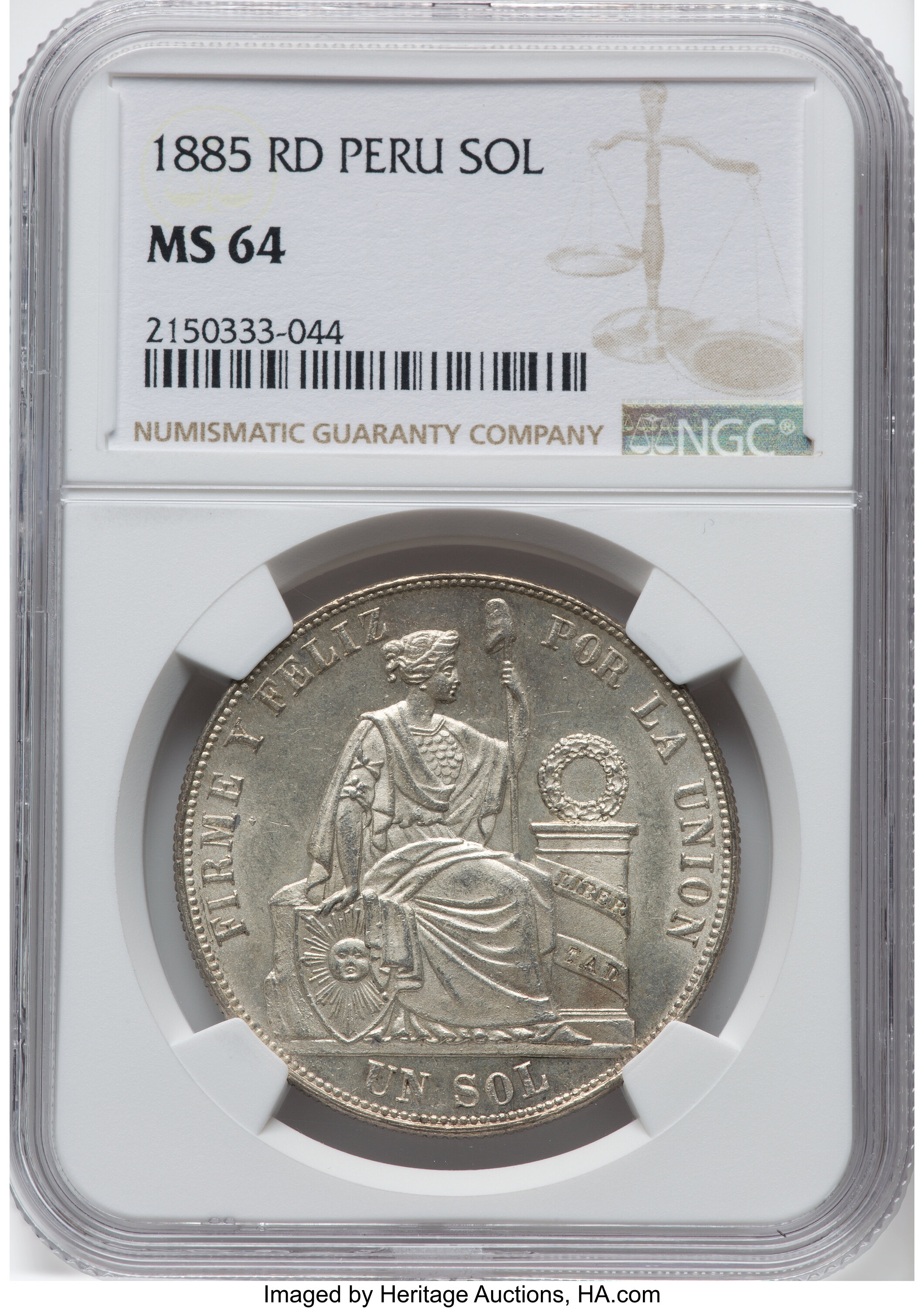 Peru: Republic Sol 1885-RD MS64 NGC,... Peru | Lot #24103 | Heritage ...