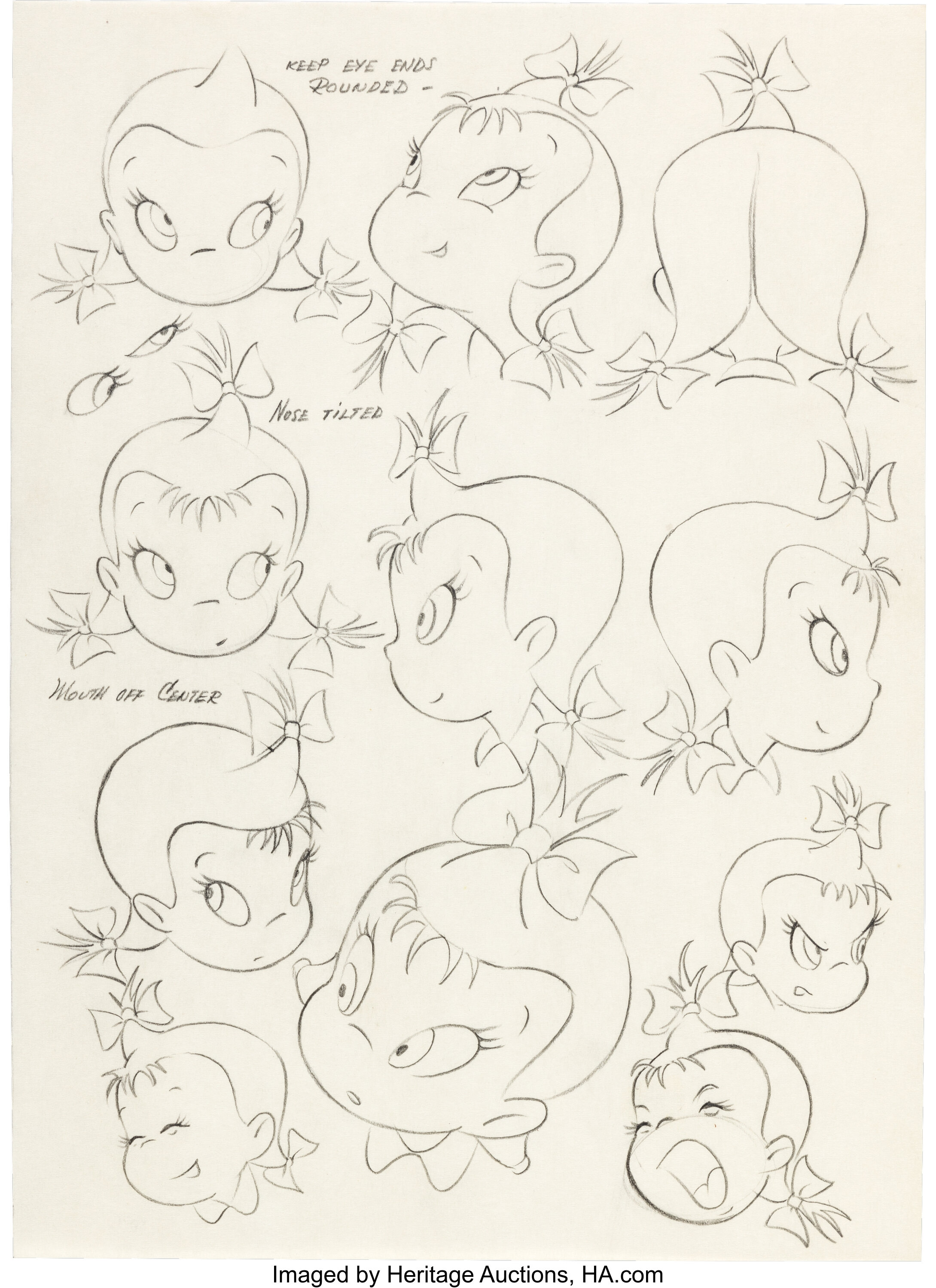 Little Audrey Model Sheet Original Art plus 2 Studio Model Sheet | Lot ...