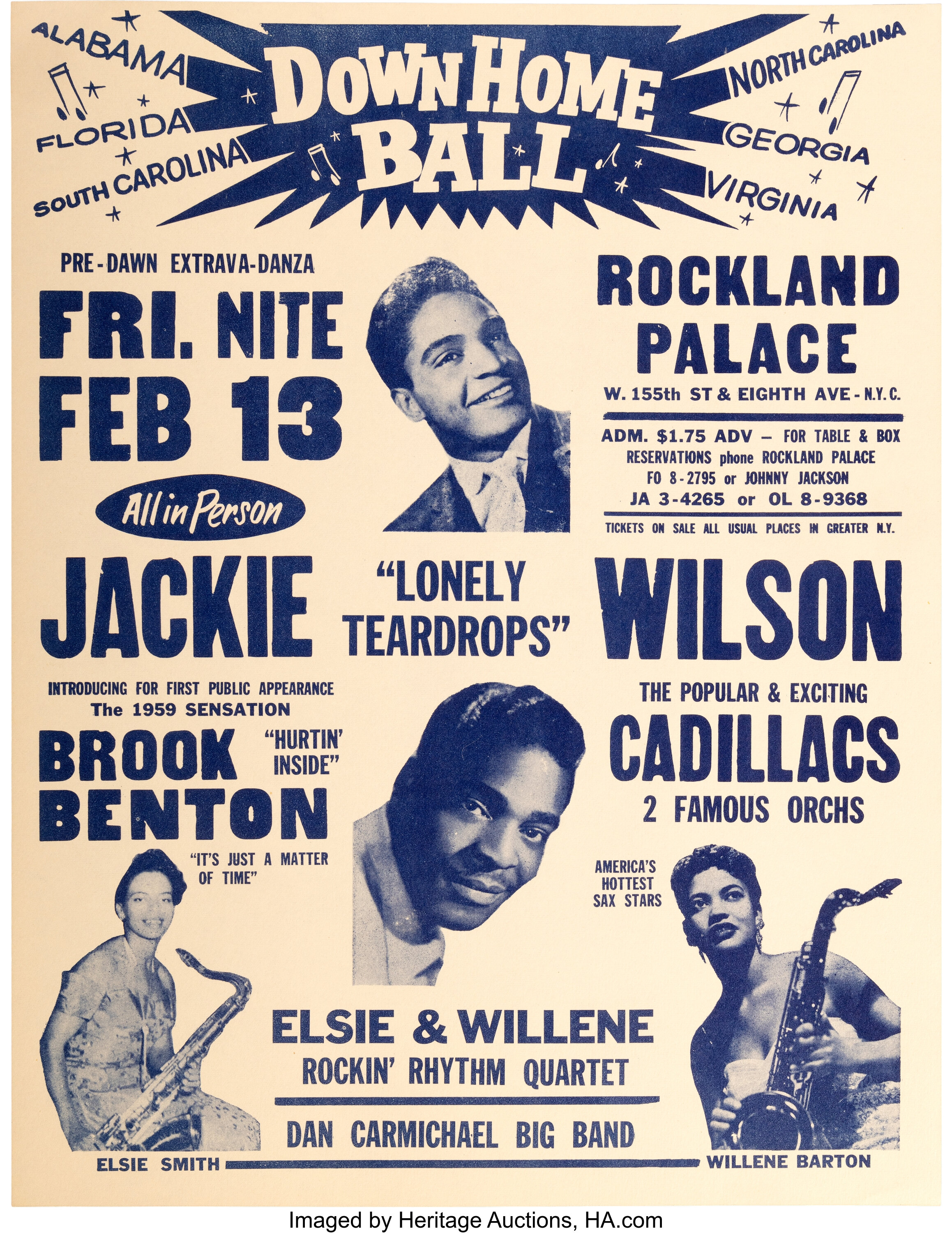 Jackie Wilson, Brook Benton 1959 New York City Concert Handbill ...