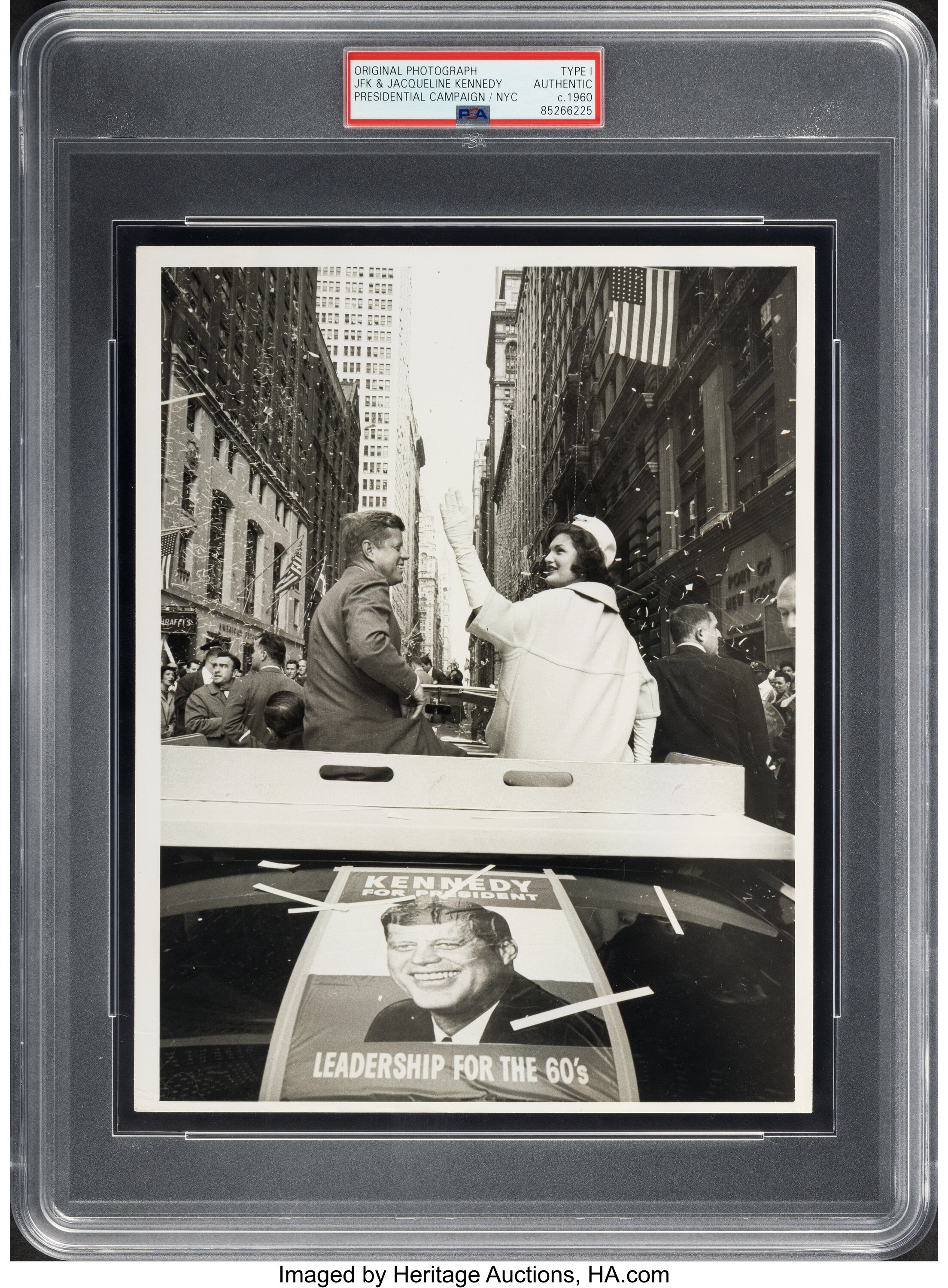 John F. Kennedy and Jacqueline Kennedy at Ticker Tape Parade down | Lot ...