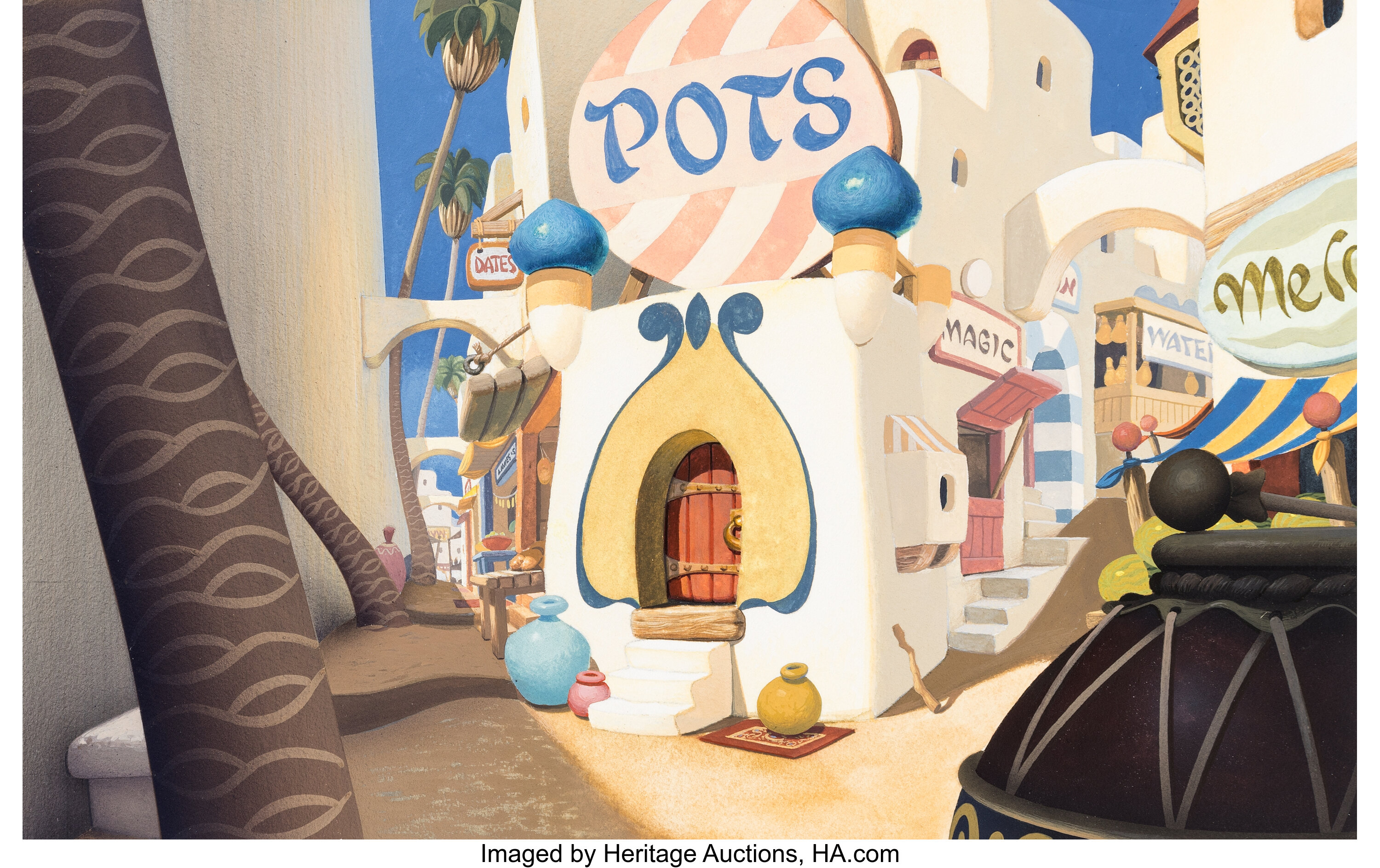 Aladdin Agrabah Marketplace Story Concept/Color Key Original Art | Lot ...