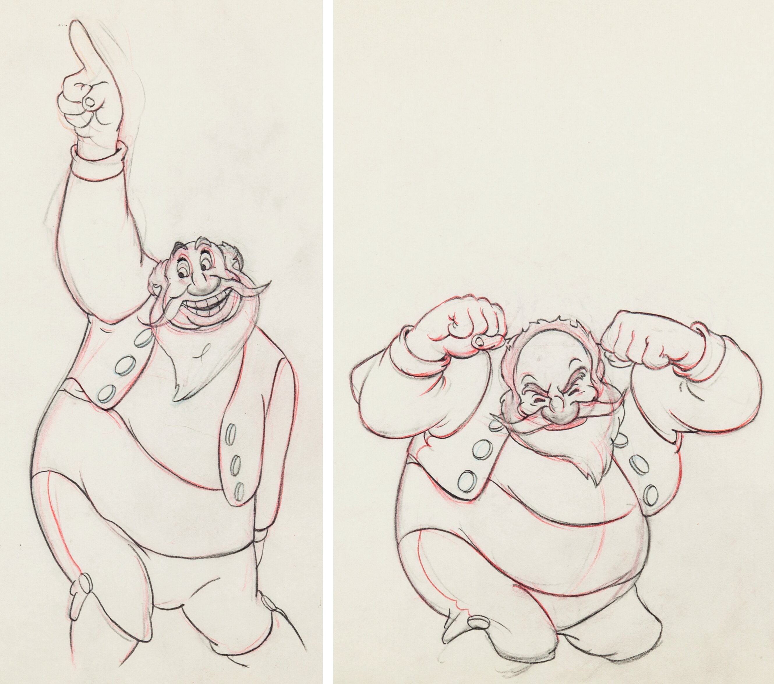 Pinocchio Pair of Original Production Drawings Featuring Stromboli ...
