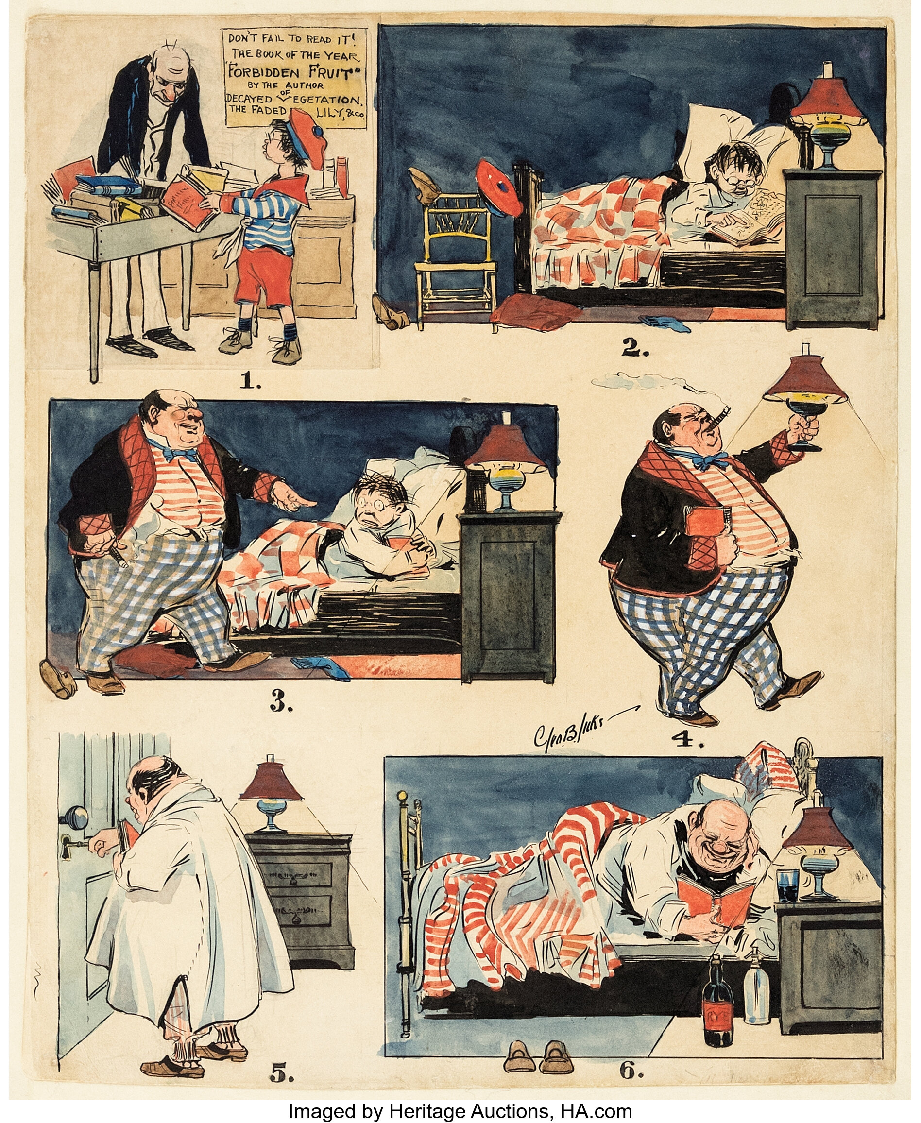 George Luks Forbidden Fruits Comic Strip Original Art (1895). ... | Lot ...