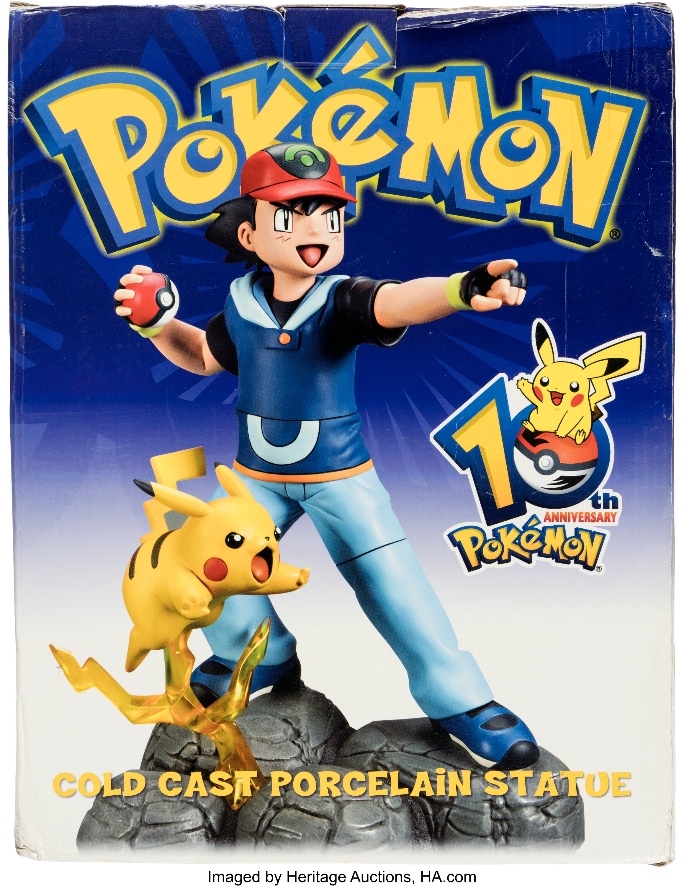 Pokémon Ash and Pikachu 10th Anniversary Cold Cast Porcelain Statue ...