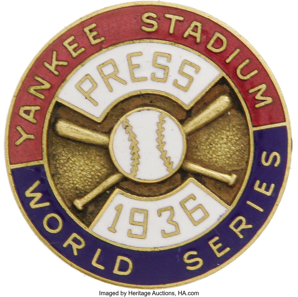 1936 World Series Press Pin (New York Yankees). Exceptional | Lot ...