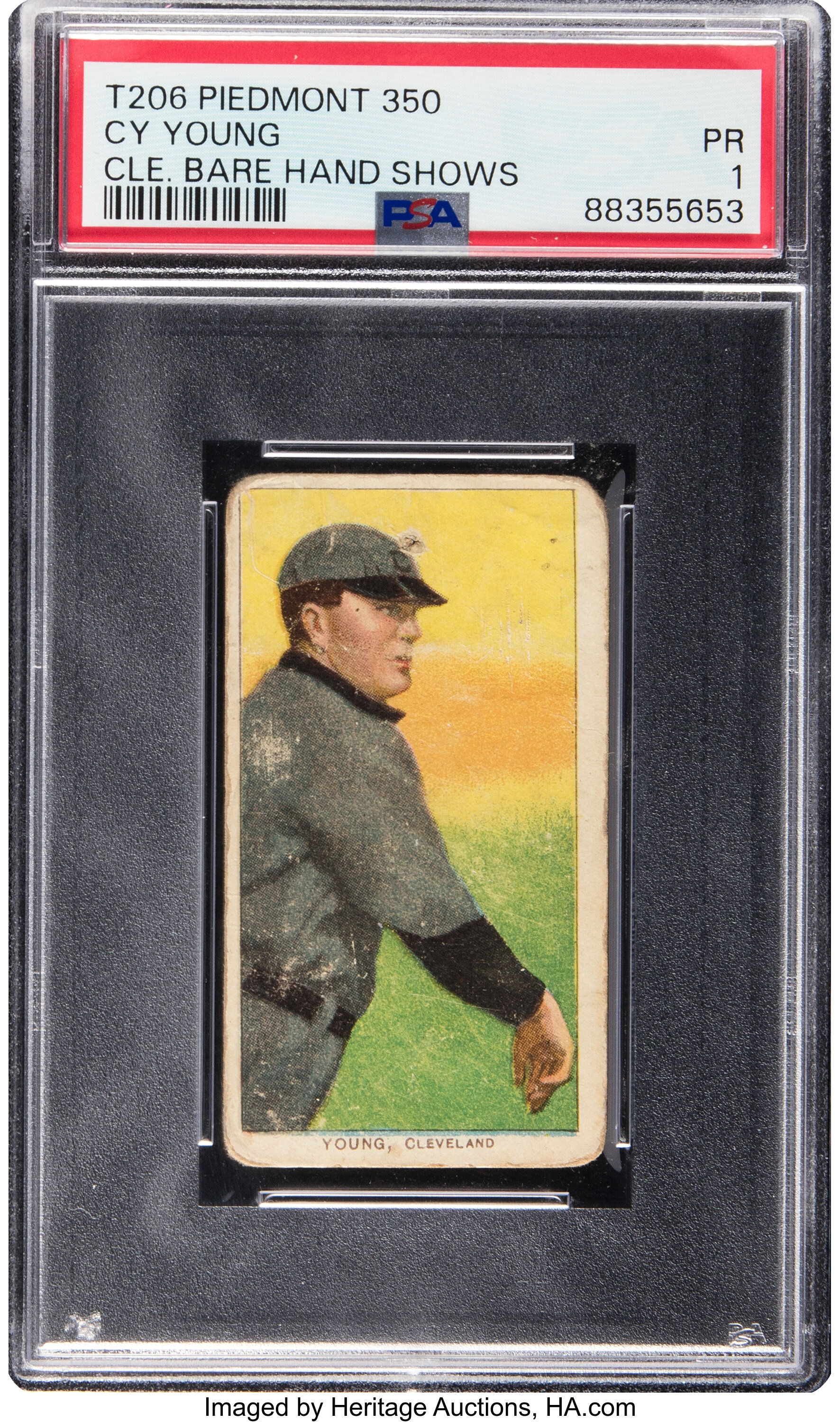 1909-11 T206 Piedmont 350 Cy Young (Cle. Bare Hand Shows) PSA Poor ...