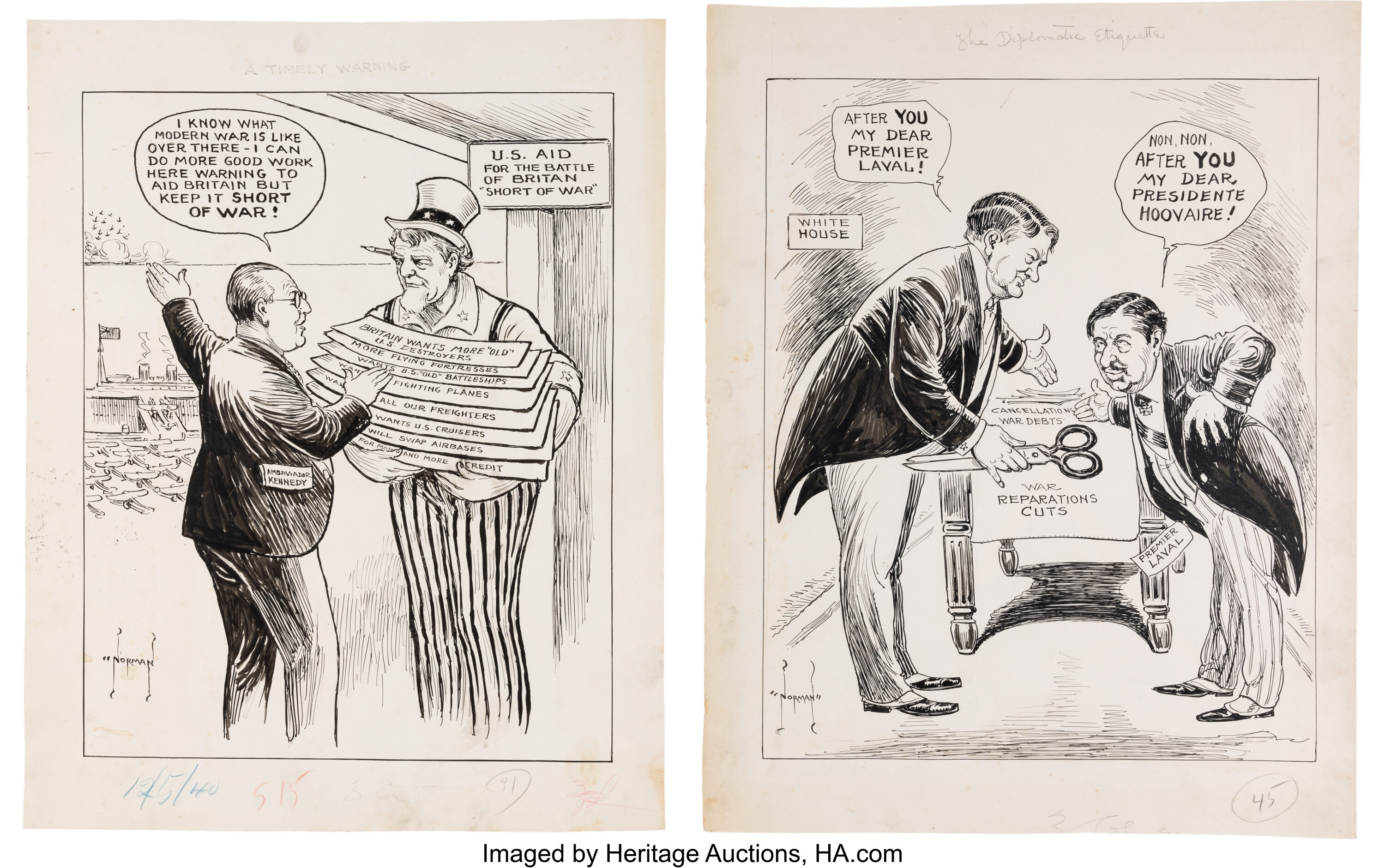 Herbert Hoover et al: Cartoons by Norman Ritchie.... (Total: 2 | Lot ...