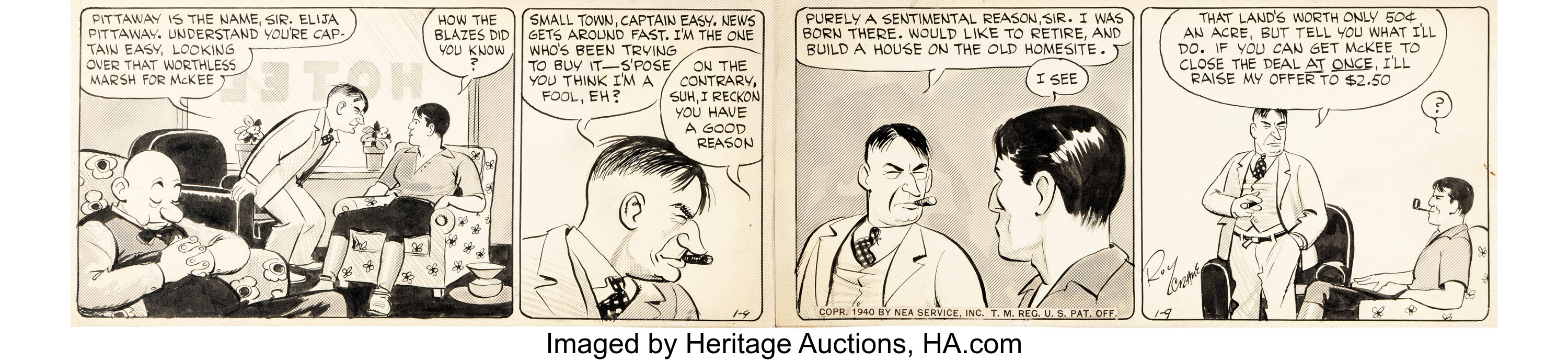 Roy Crane Captain Easy, Soldier of Fortune Daily Comic Strip | Lot ...