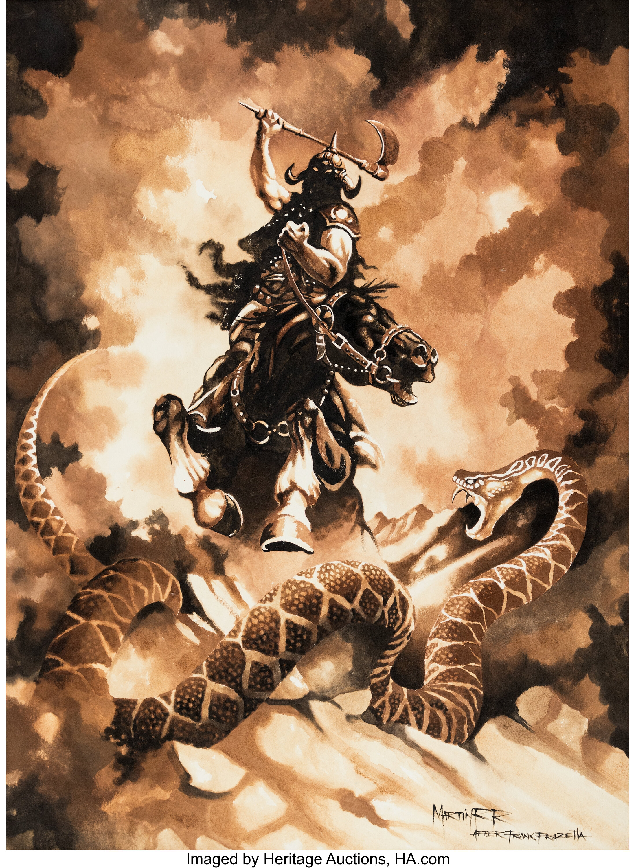 Martin Rodriguez - Death Dealer Frazetta Tribute Painting Original ...
